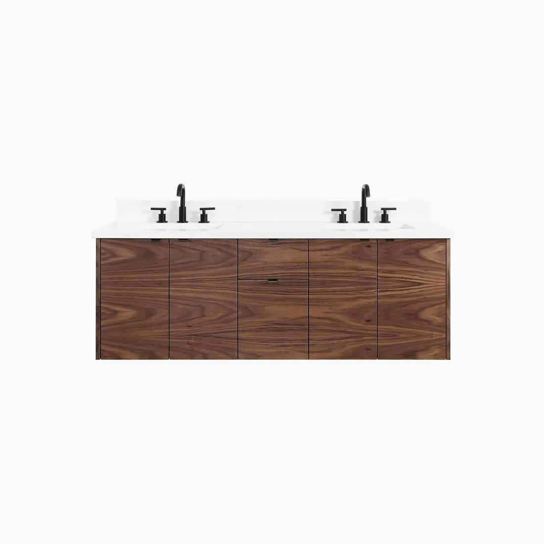 Austin 60" Wall Mount American Black Walnut Bathroom Vanity, Double ...