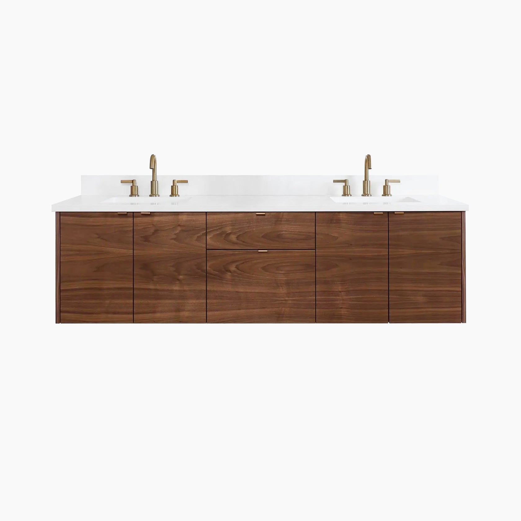 Austin 72" Wall Mount American Black Walnut Bathroom Vanity, Double ...