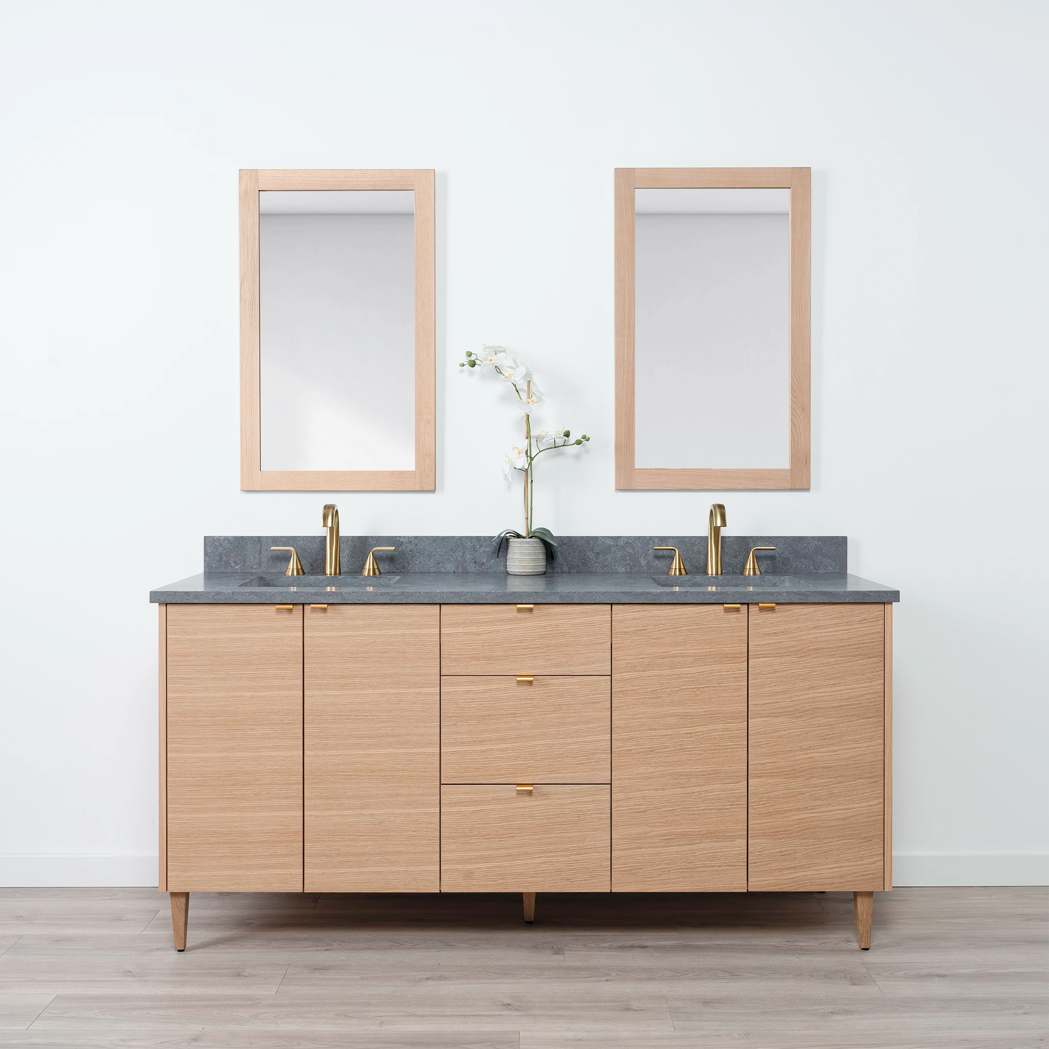 Ashbury 72" Natural White Oak Bathroom Vanity, Double Sink - Teodor ...