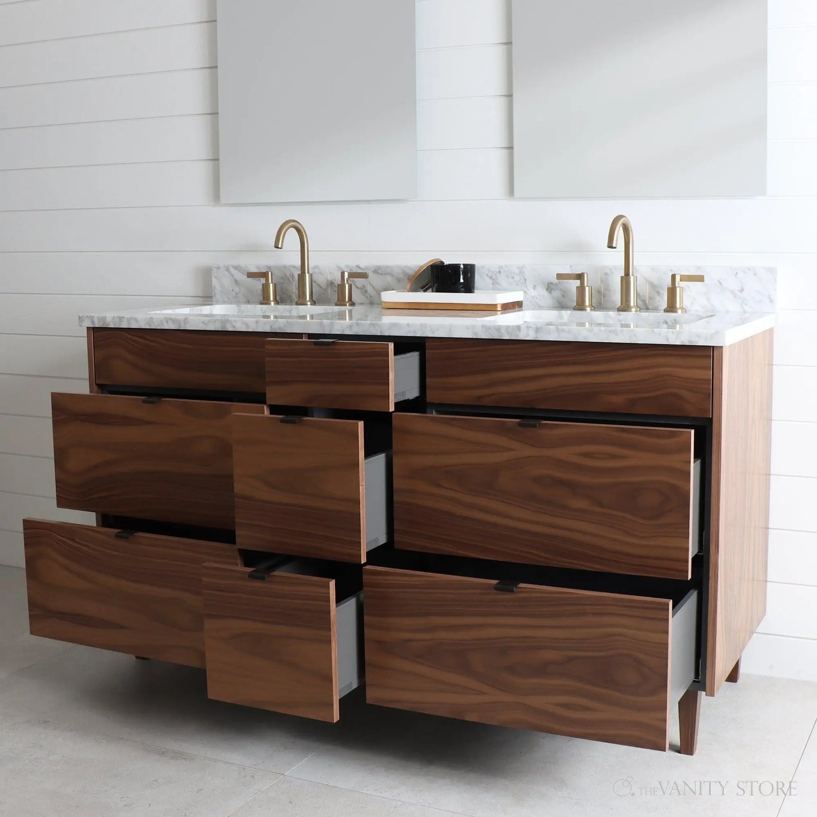 Asher 60" American Black Walnut Bathroom Vanity, Double Sink - Teodor ...