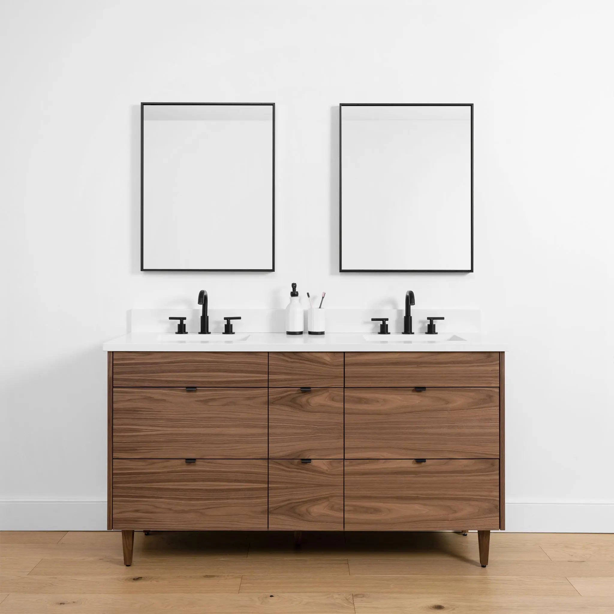 Asher SLIM 60" American Black Walnut Bathroom Vanity, Double Sink ...