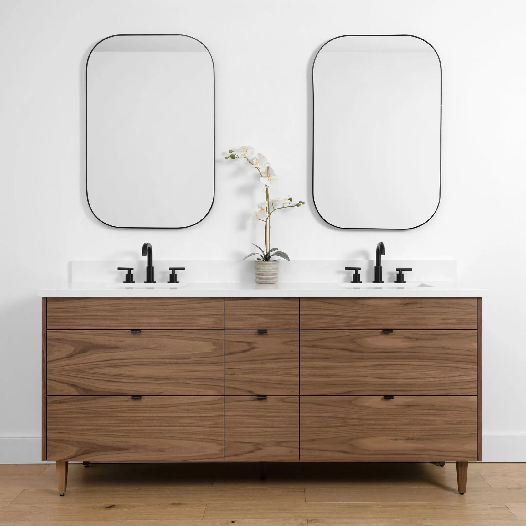 Asher SLIM 72" American Black Walnut Bathroom Vanity, Double Sink ...