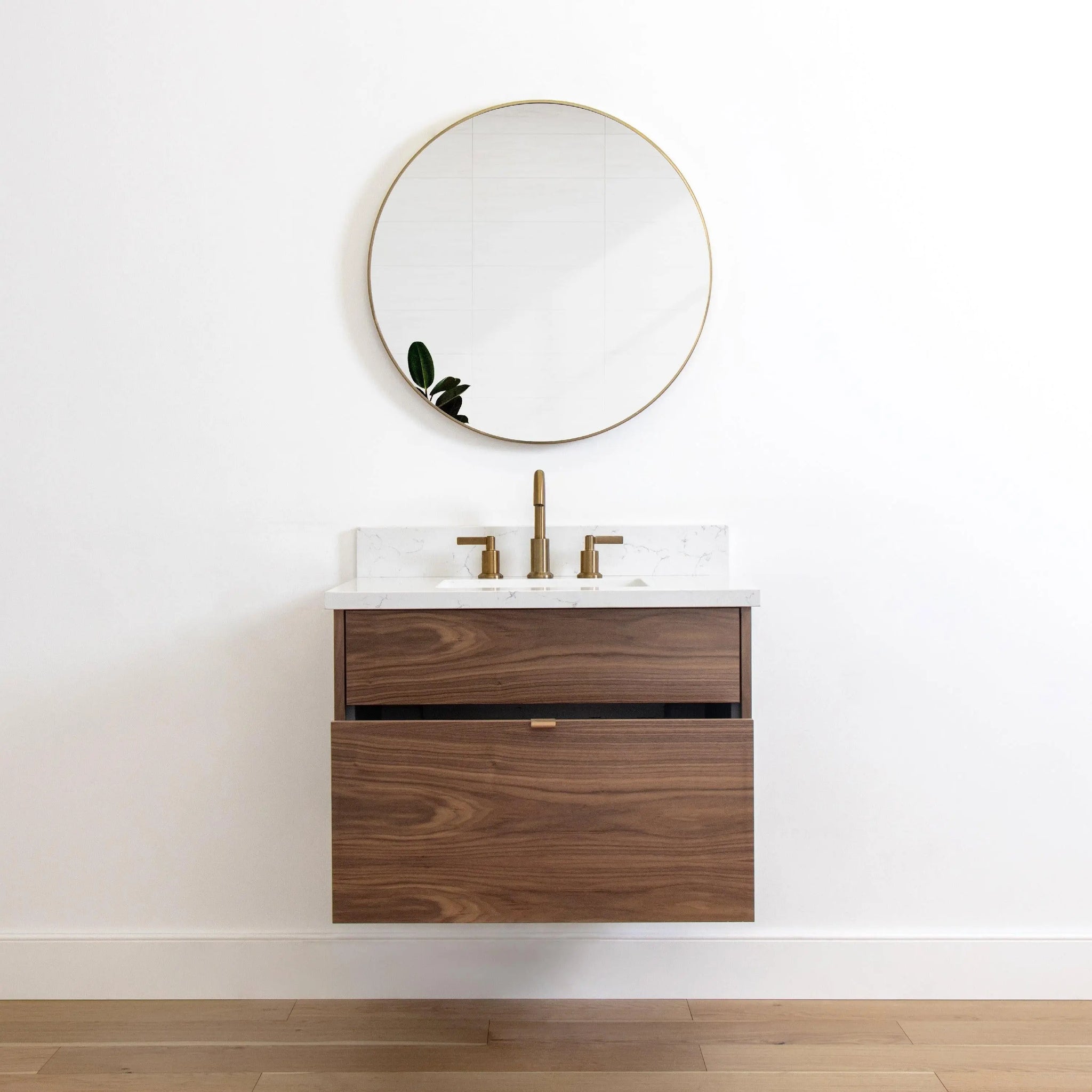 Austin 30" Wall Mount American Black Walnut Bathroom Vanity - Teodor ...