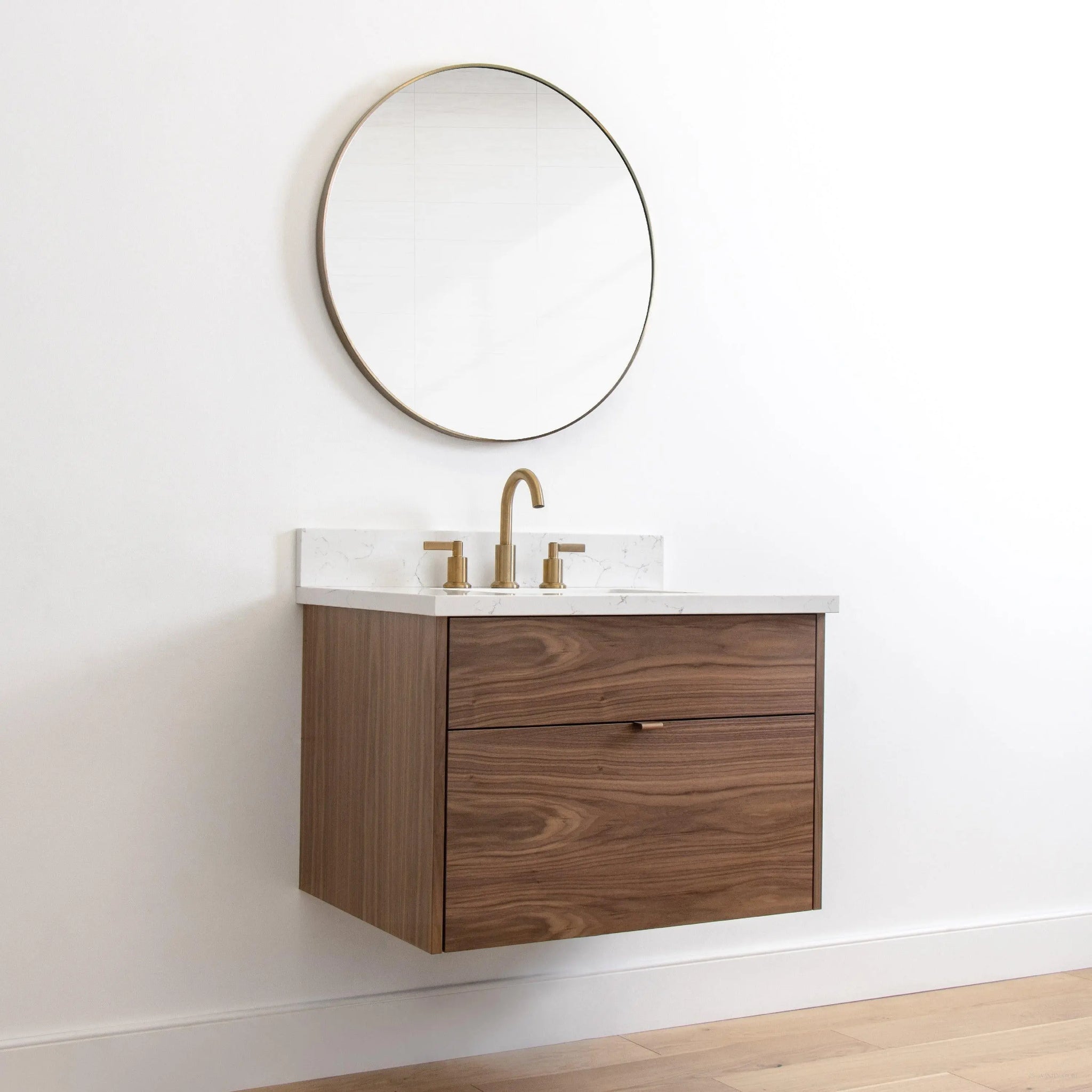 Austin 30" Wall Mount American Black Walnut Bathroom Vanity - Teodor ...