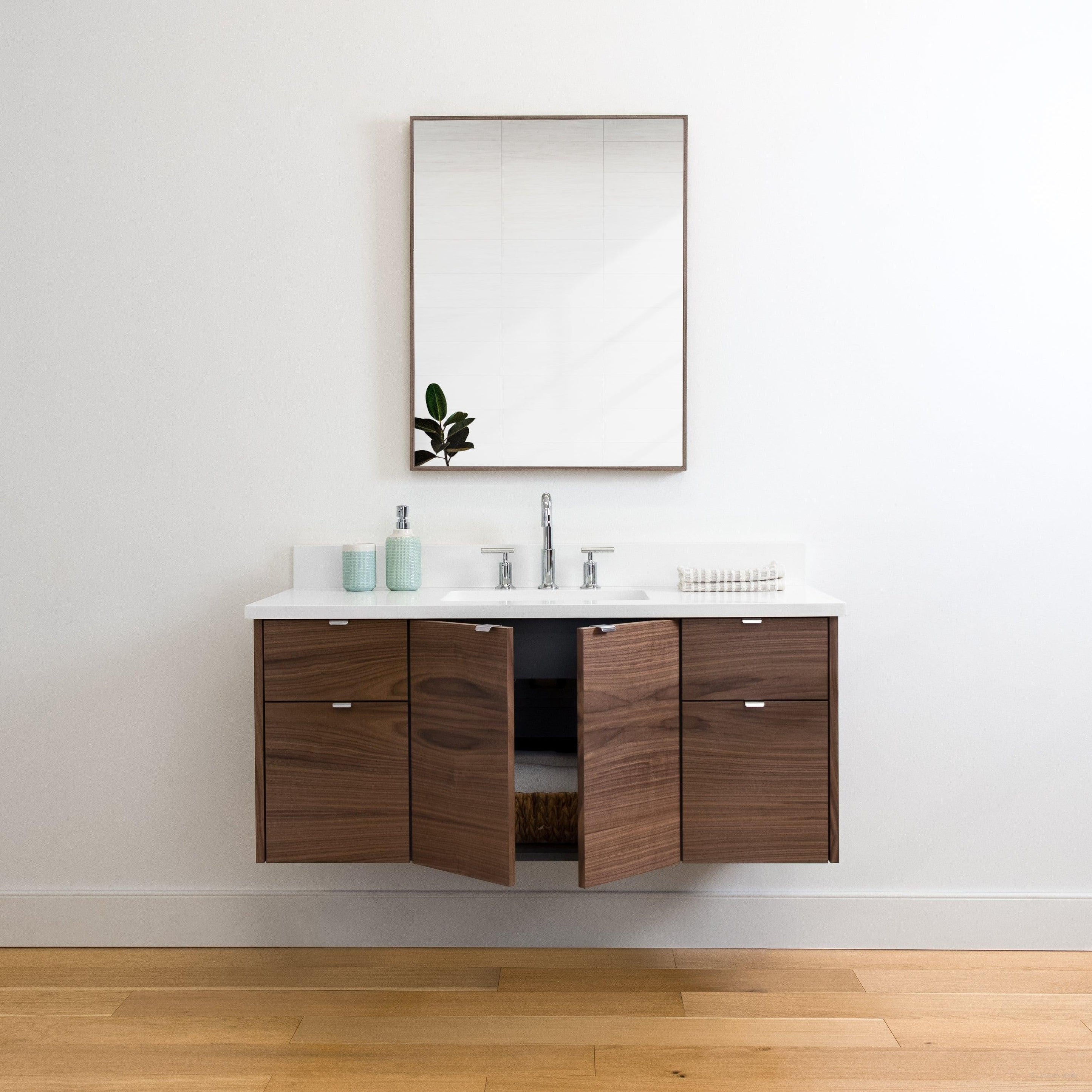 Austin 48" Wall Mount American Black Walnut Bathroom Vanity - Teodor ...