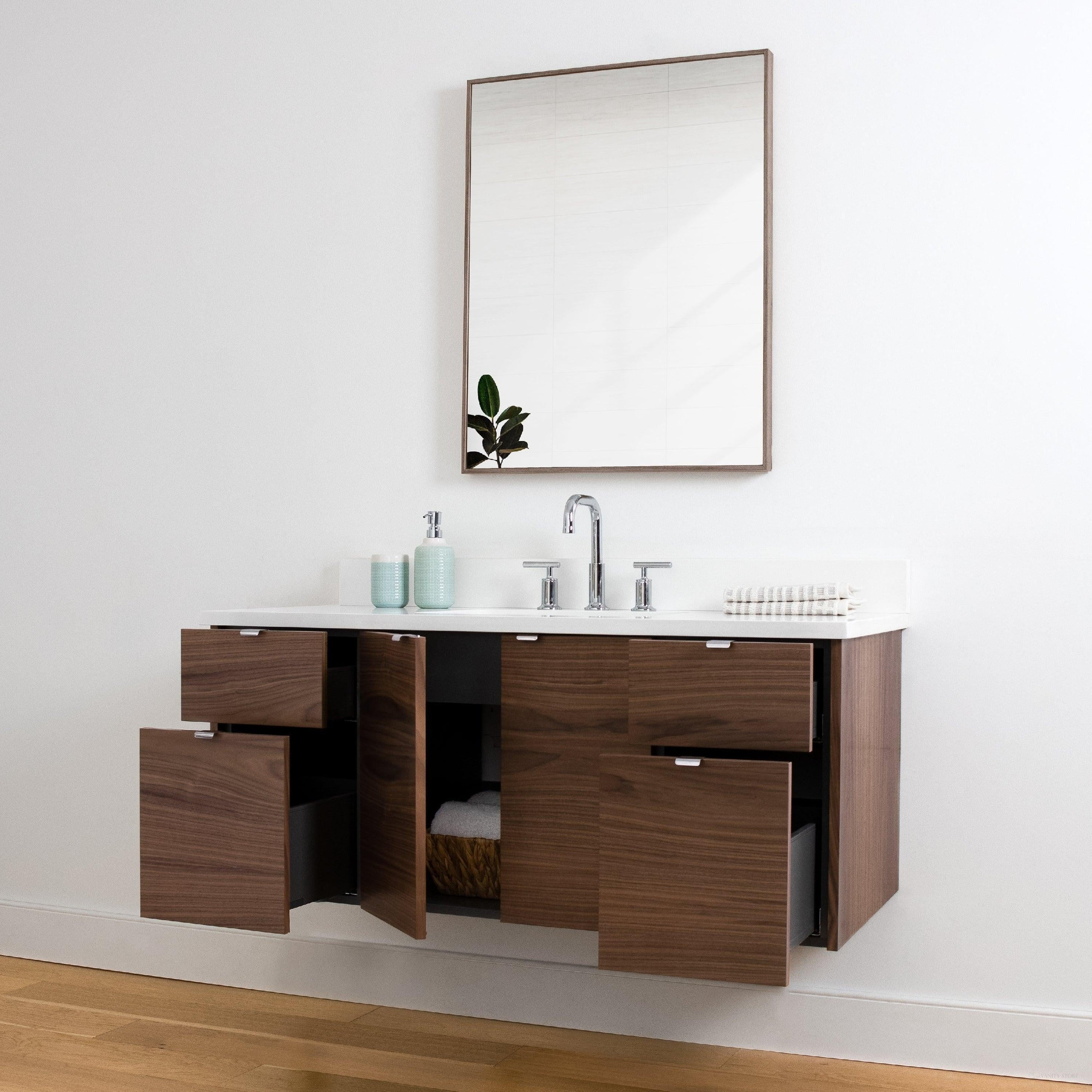 Austin 48" Wall Mount American Black Walnut Bathroom Vanity - Teodor ...
