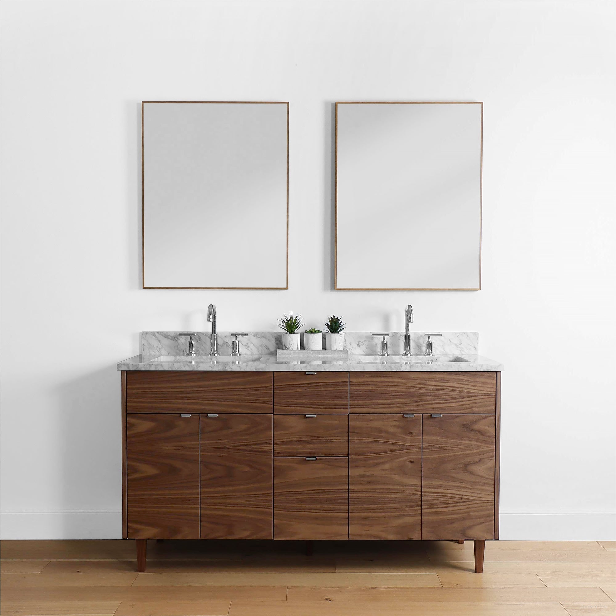 Austin 60" American Black Walnut Bathroom Vanity, Double Sink - Teodor ...