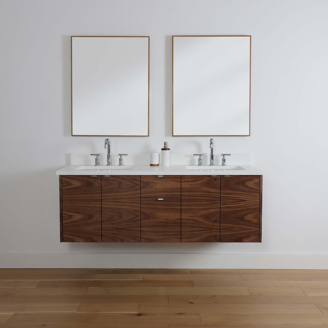 Austin 60" Wall Mount American Black Walnut Bathroom Vanity, Double ...
