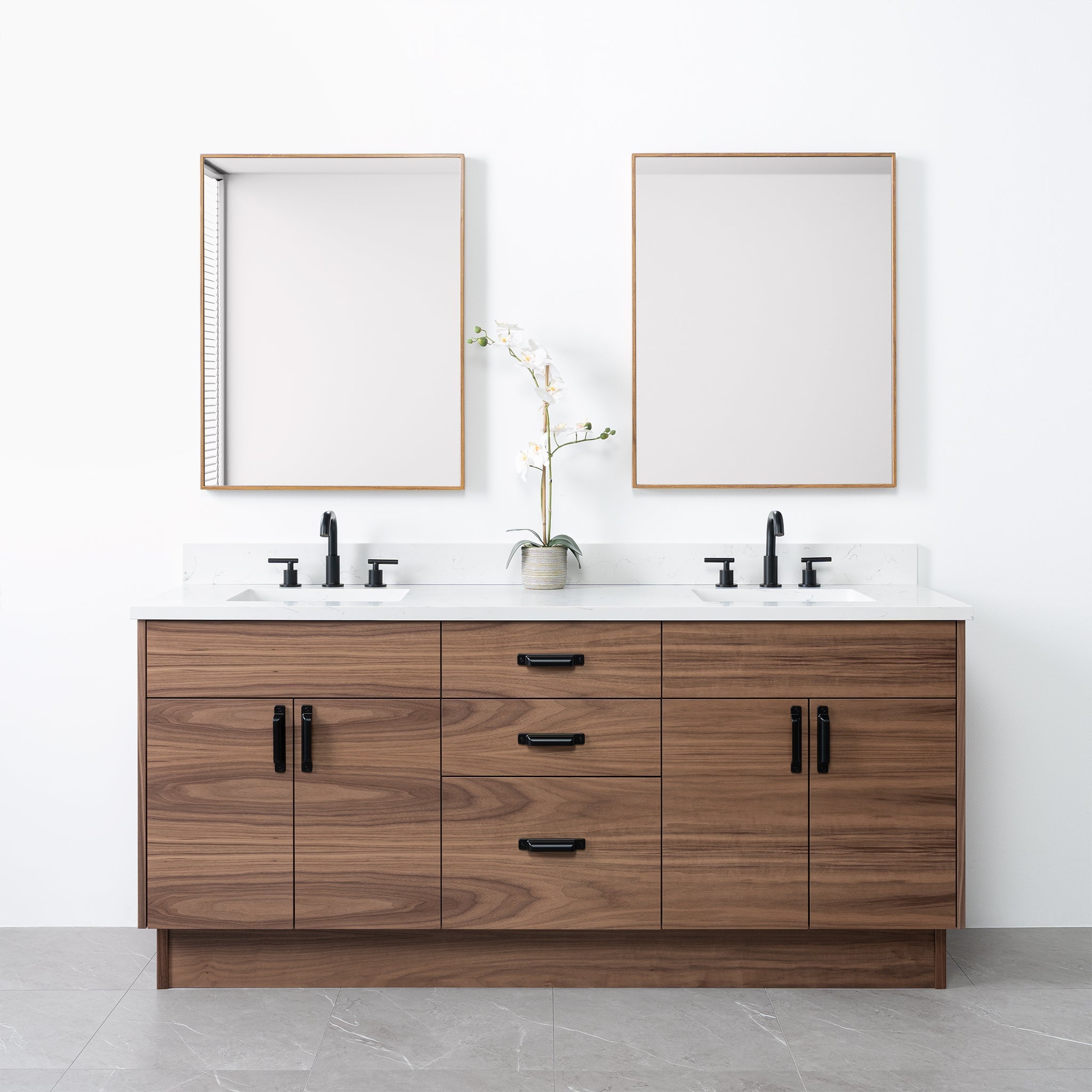 Austin 72" American Black Walnut Bathroom Vanity, Double Sink - Teodor ...