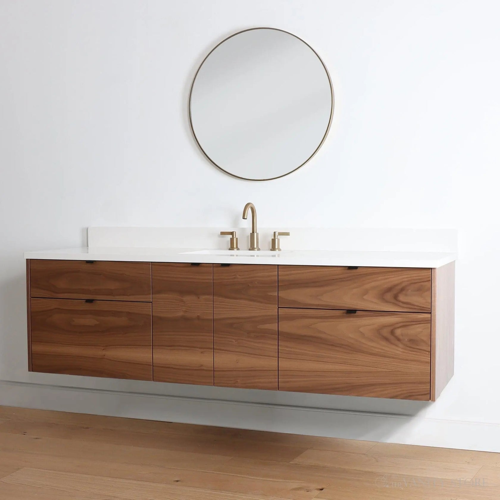 Austin 72" Wall Mount American Black Walnut Bathroom Vanity - Teodor ...