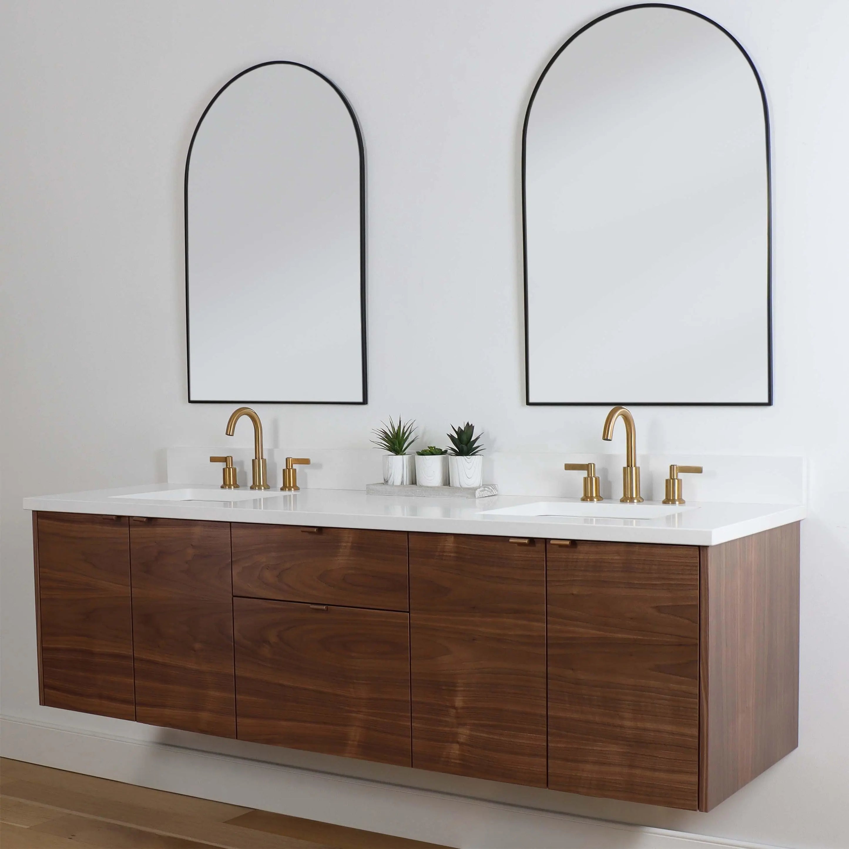 Austin 72" Wall Mount American Black Walnut Bathroom Vanity, Double ...