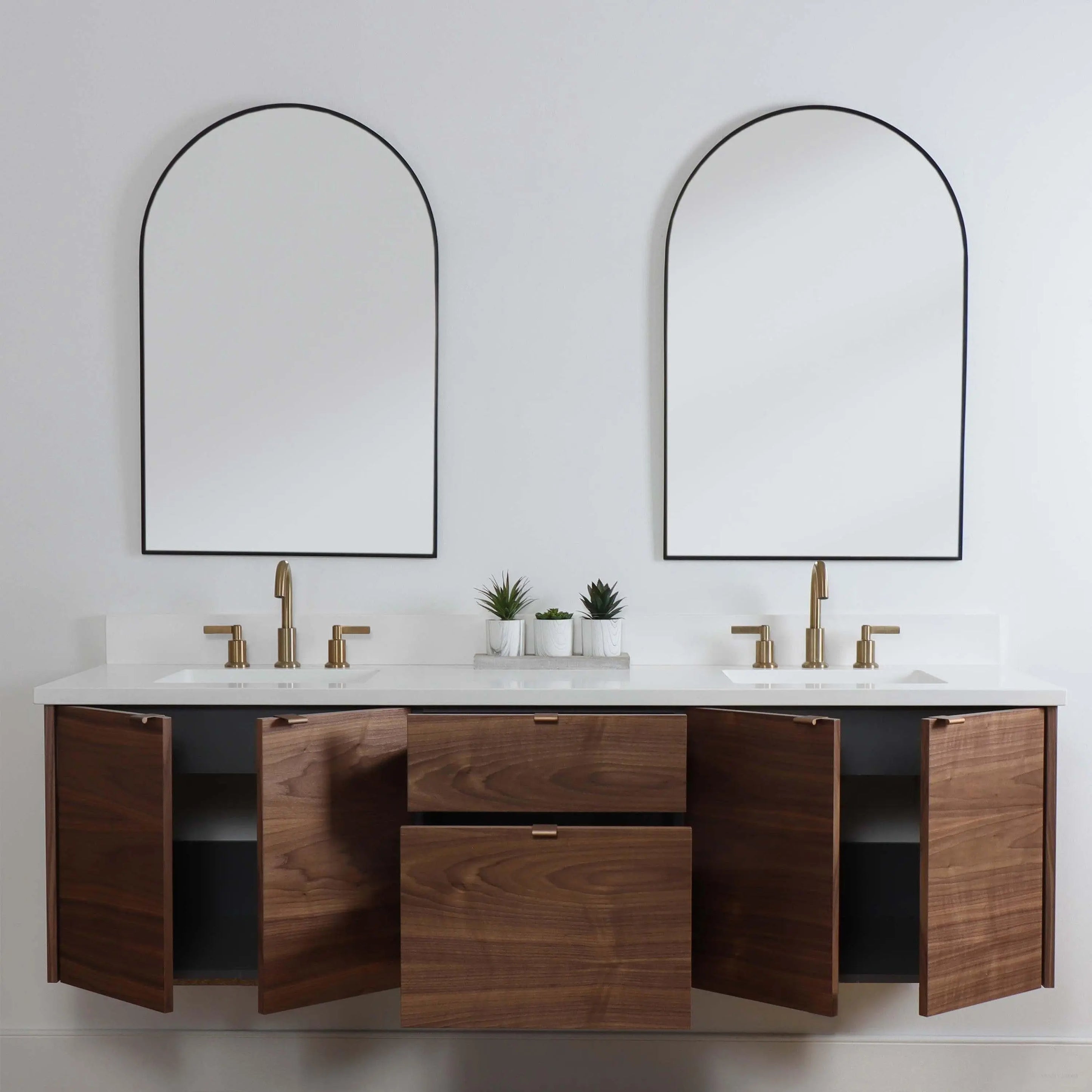 Austin 72" Wall Mount American Black Walnut Bathroom Vanity, Double ...
