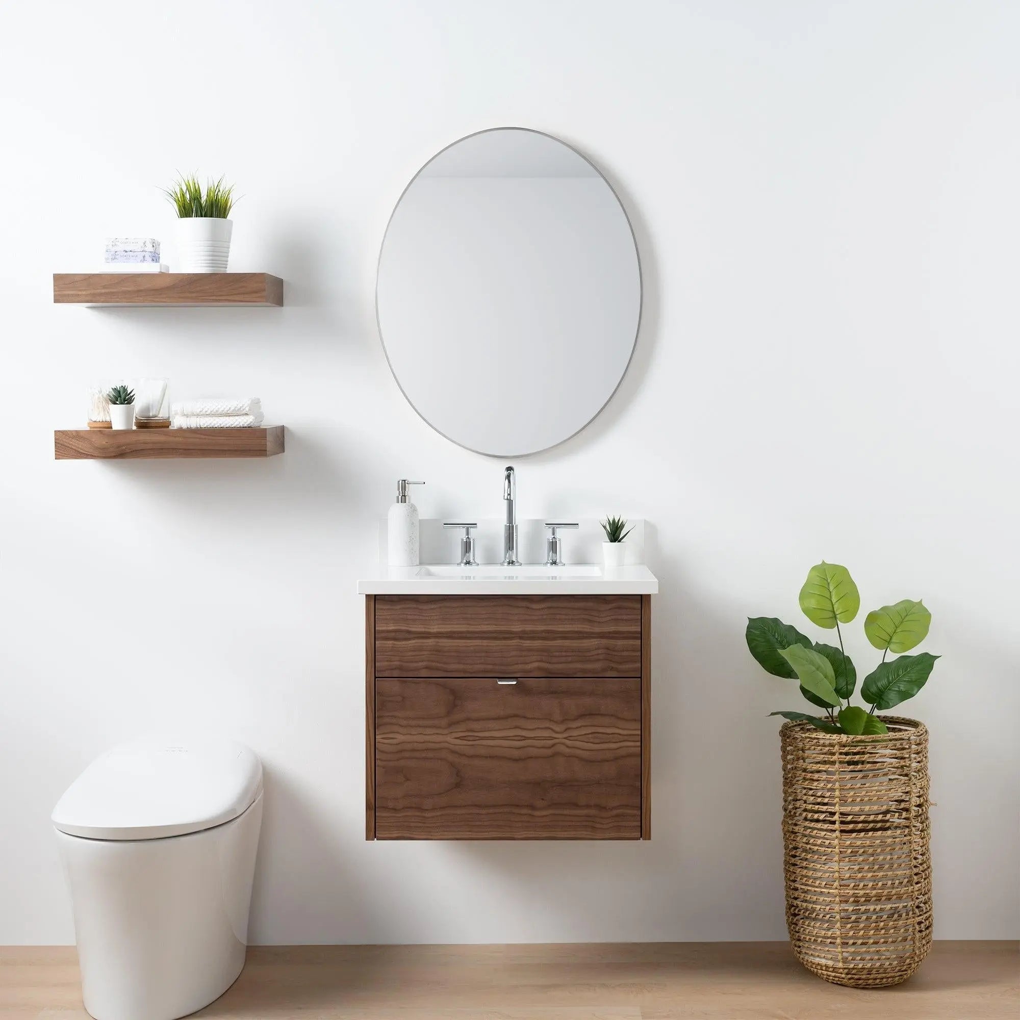 Austin SLIM 24" Wall Mount American Black Walnut Bathroom Vanity ...