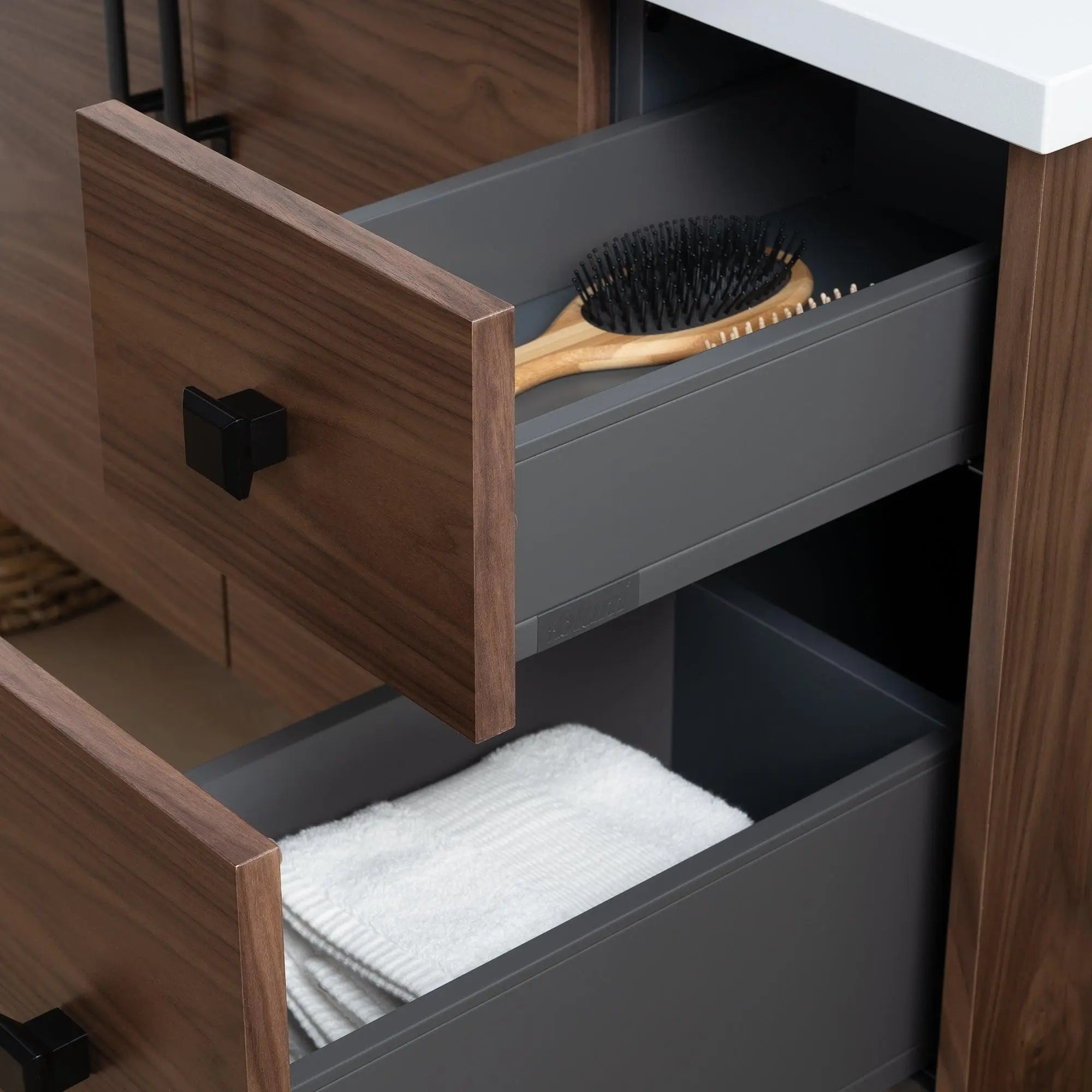 Austin SLIM 36" Wall Mount American Black Walnut Bathroom Vanity, Left ...