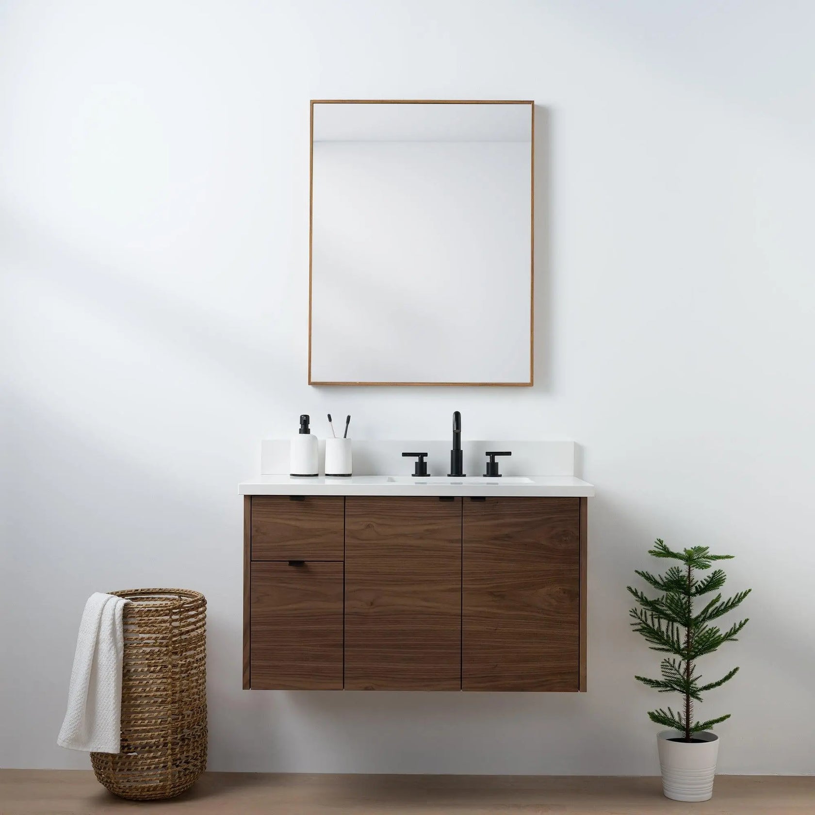 Austin SLIM 36" Wall Mount American Black Walnut Bathroom Vanity ...