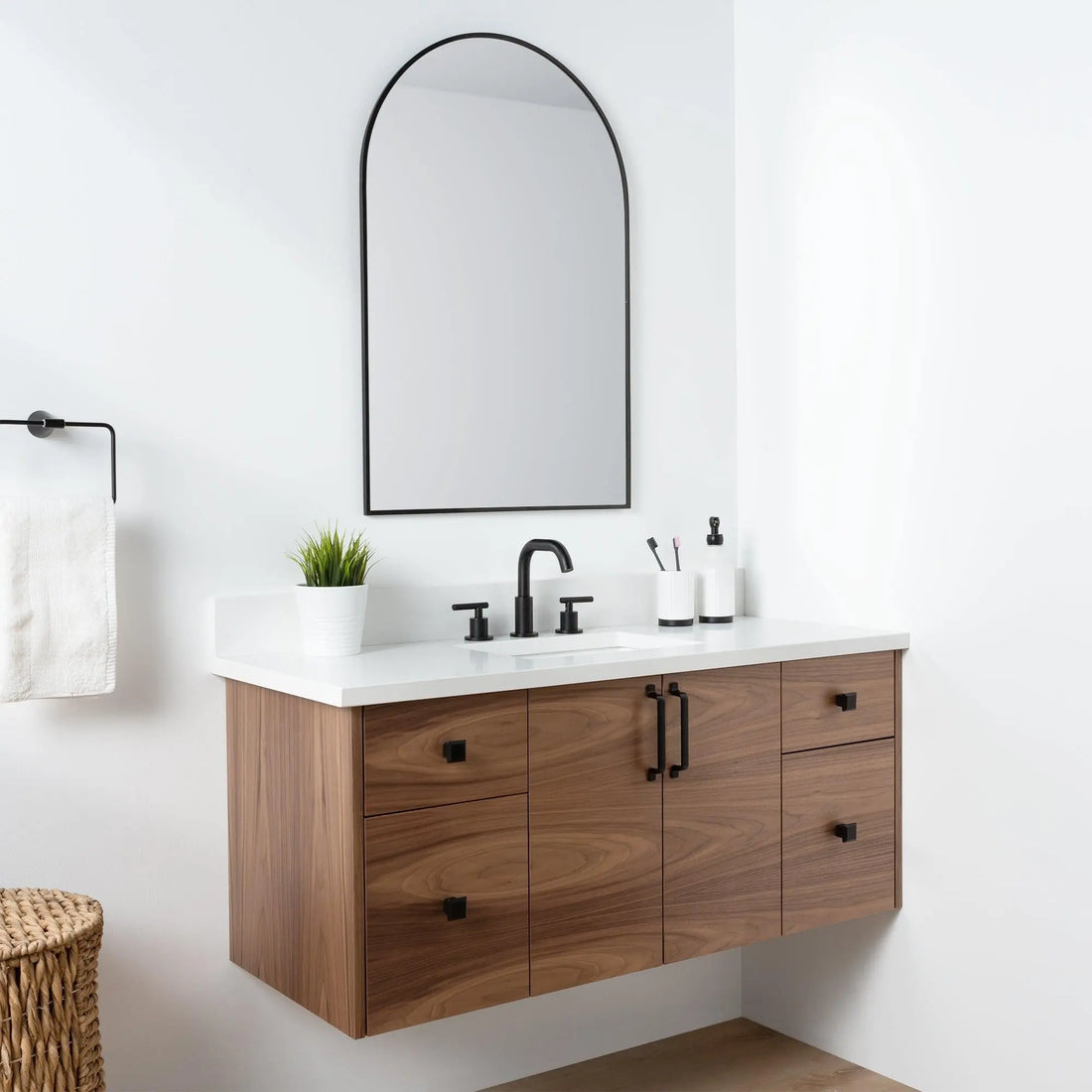 Austin SLIM 48" Wall Mount American Black Walnut Bathroom Vanity ...