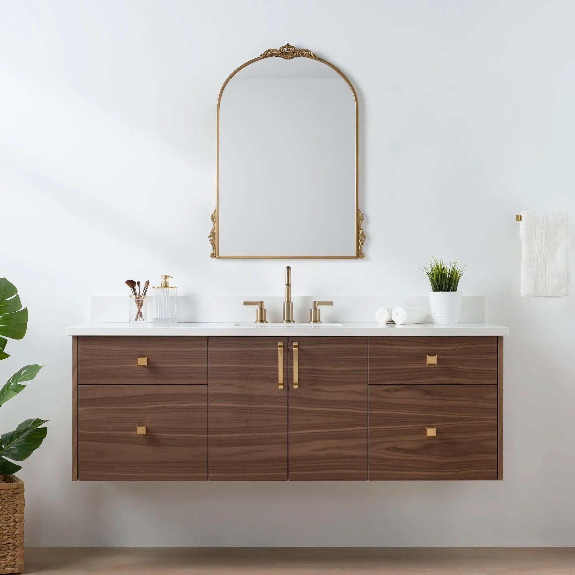 Austin SLIM 60" Wall Mount American Black Walnut Bathroom Vanity ...
