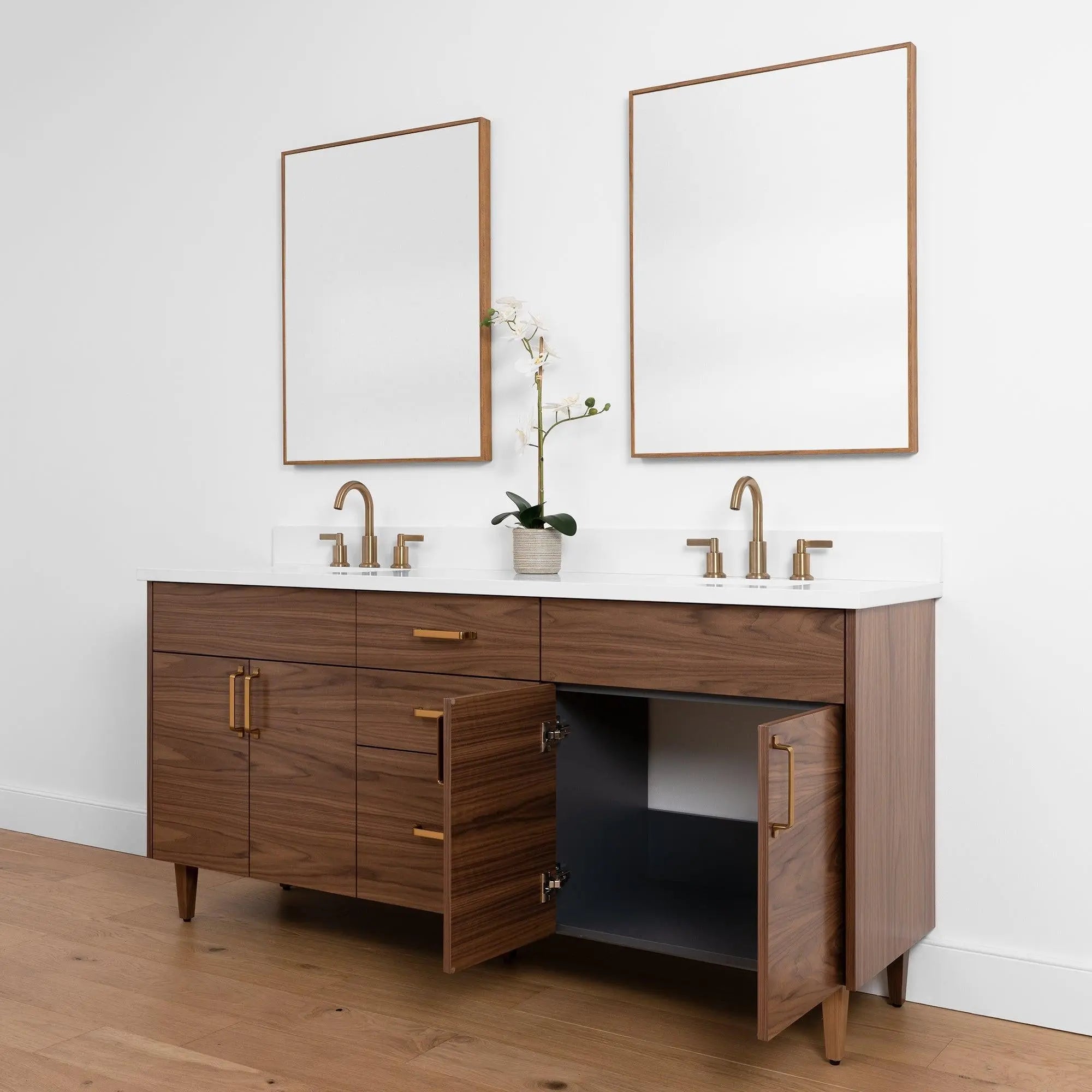 Austin SLIM 72" American Black Walnut Bathroom Vanity, Double Sink ...