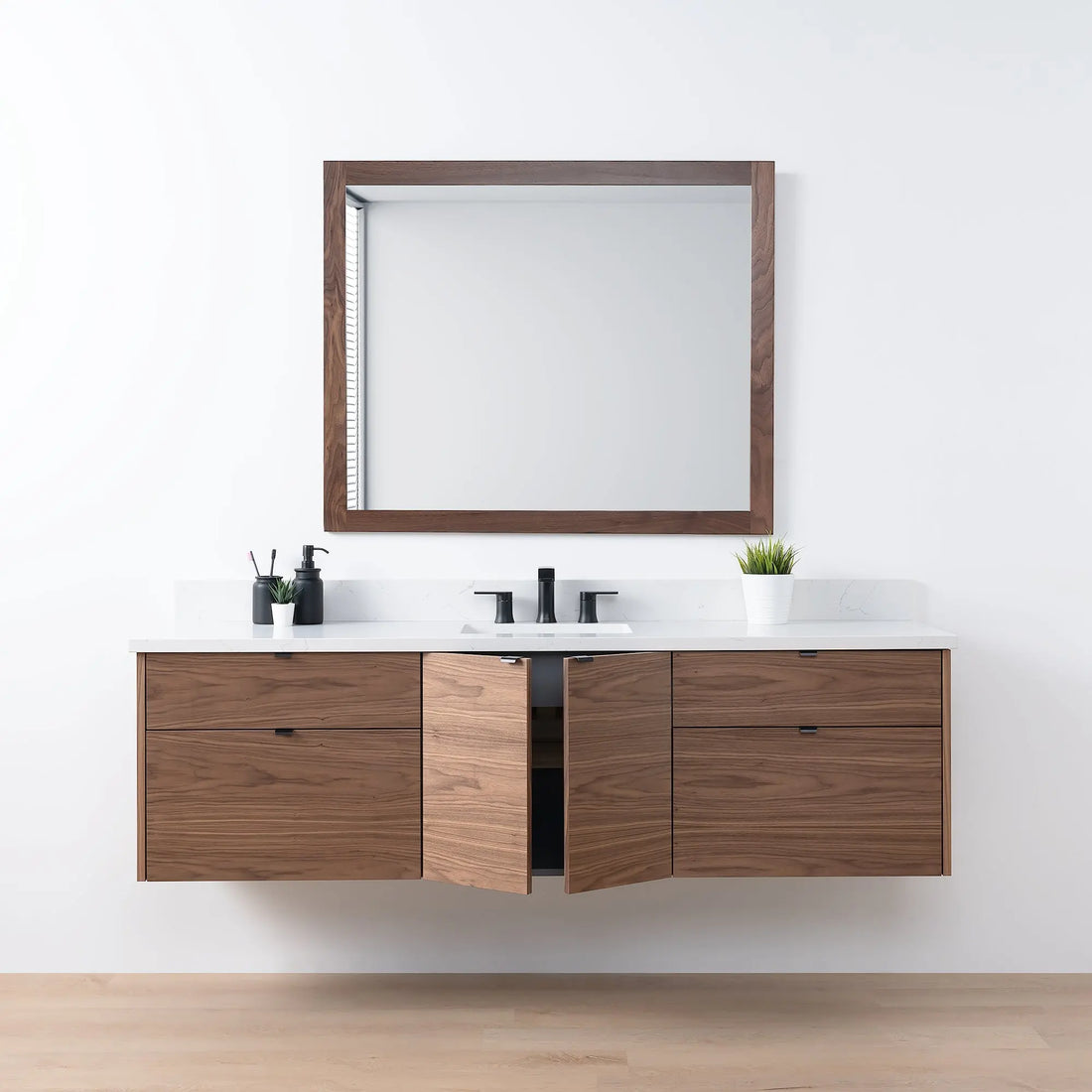 Austin SLIM 72" Wall Mount American Black Walnut Bathroom Vanity ...