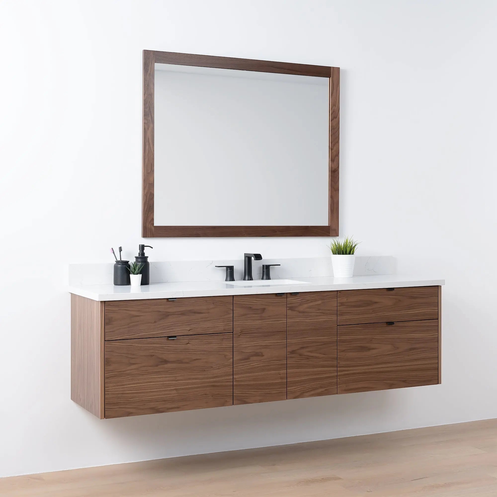 Austin SLIM 72" Wall Mount American Black Walnut Bathroom Vanity ...