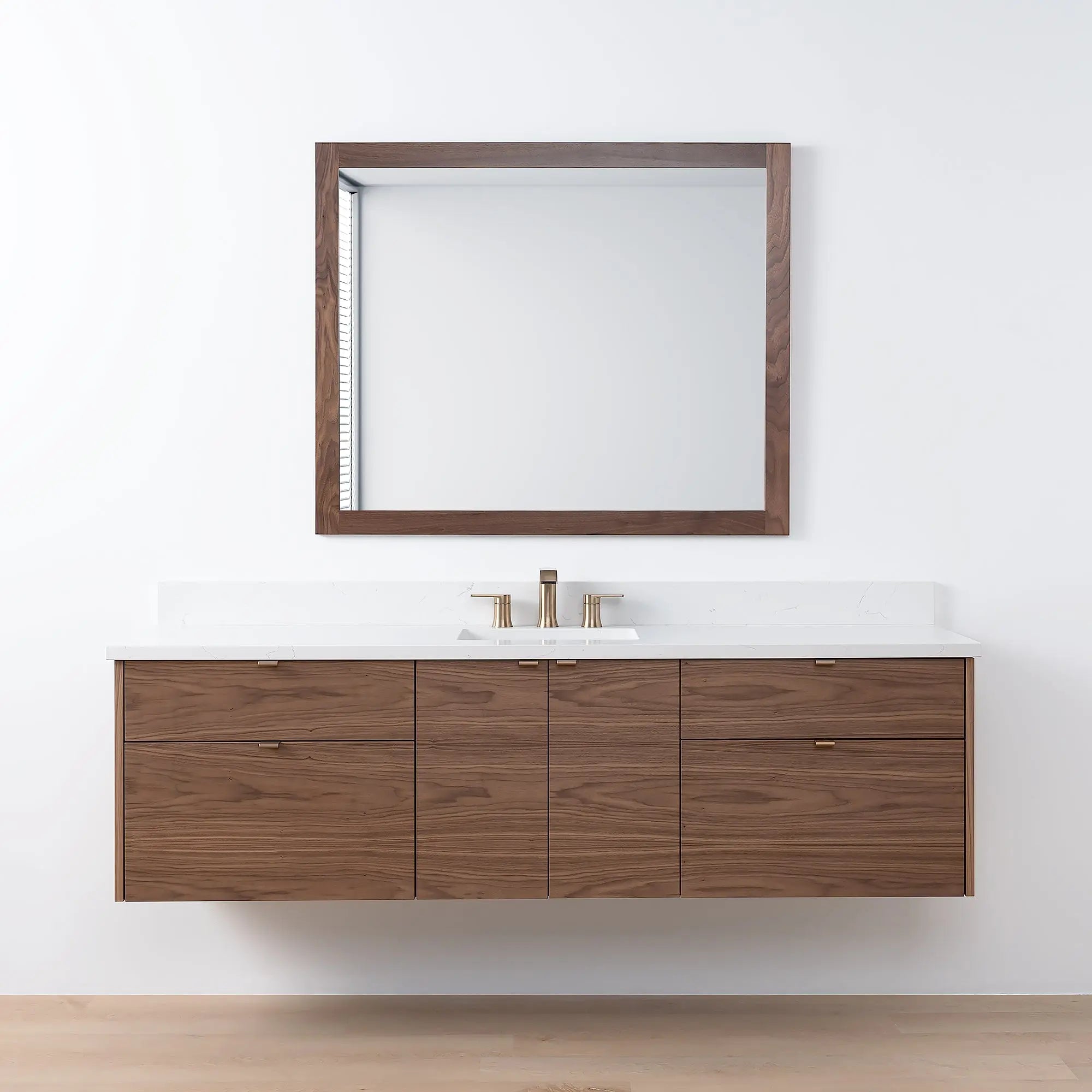 Austin SLIM 72" Wall Mount American Black Walnut Bathroom Vanity ...
