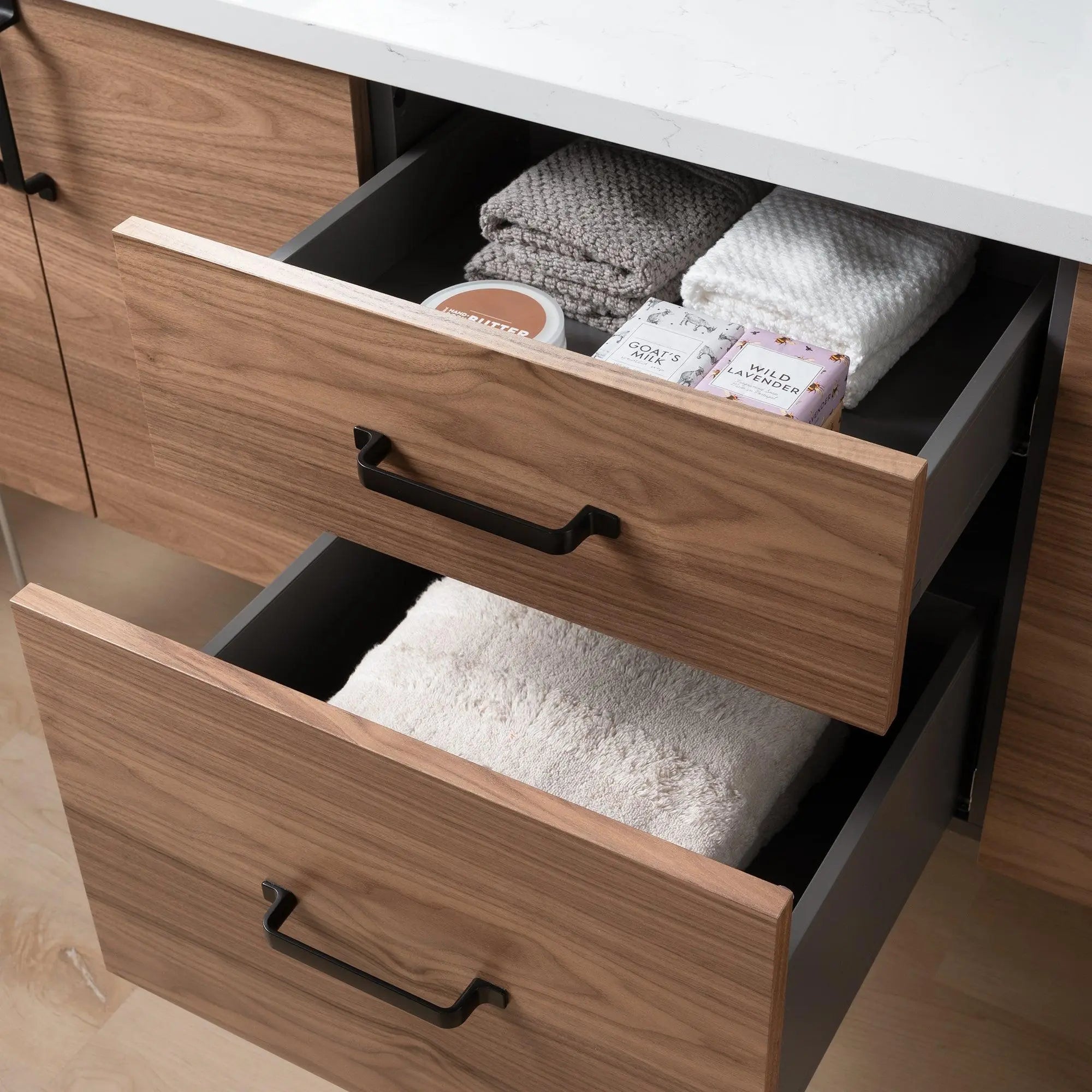 Austin SLIM 72" Wall Mount American Black Walnut Bathroom Vanity ...