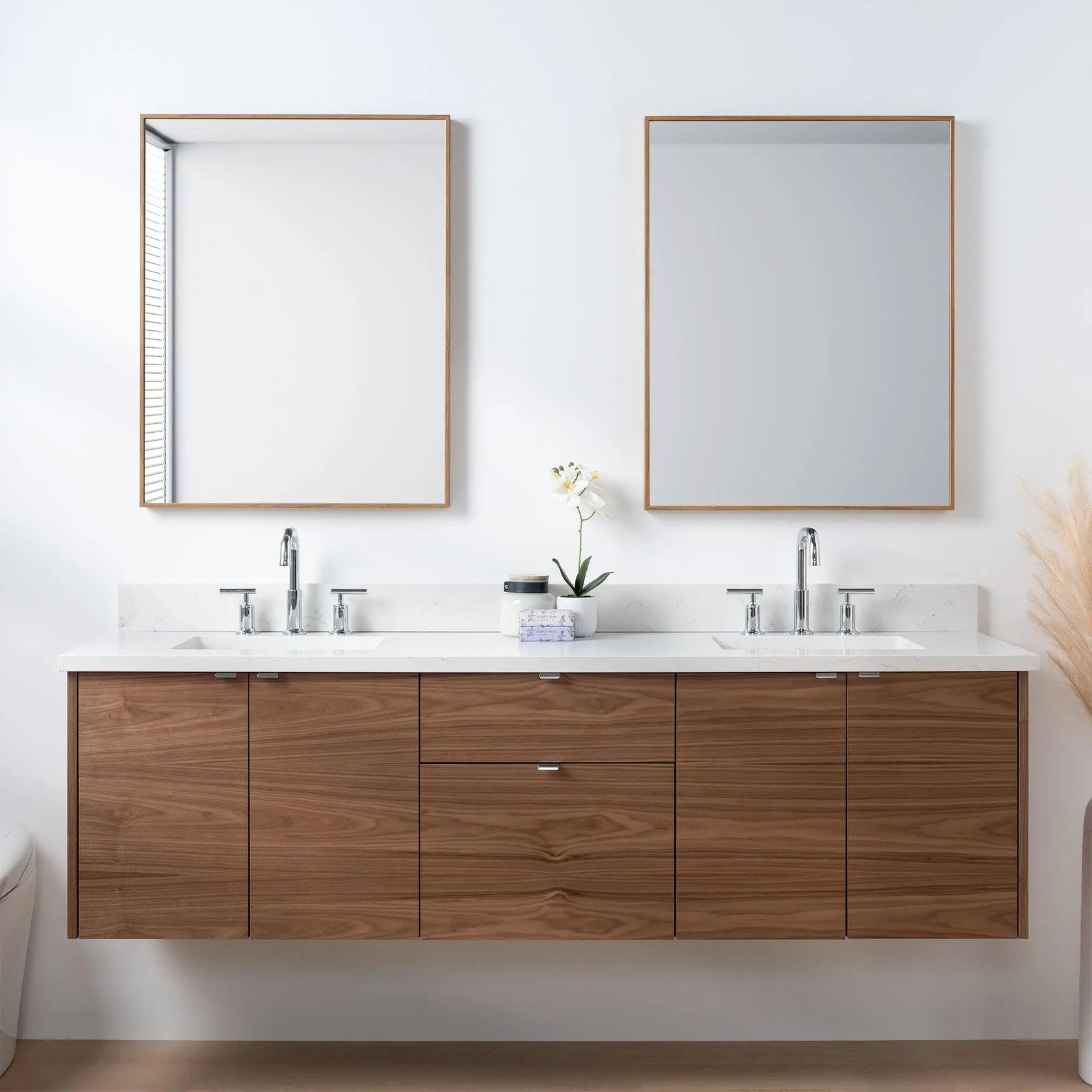 Austin SLIM 72" Wall Mount American Black Walnut Bathroom Vanity ...