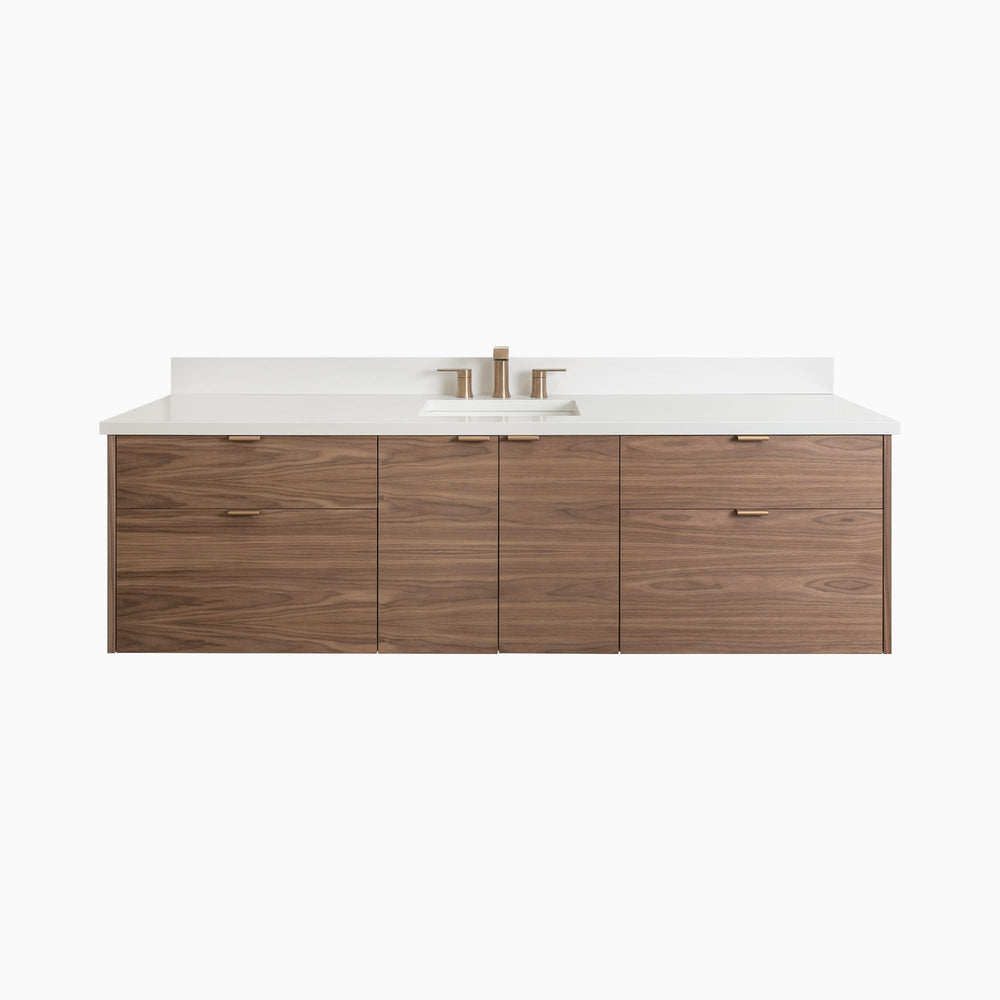 Austin Stainless 72" Wall Mount American Black Walnut Bathroom Vanity ...