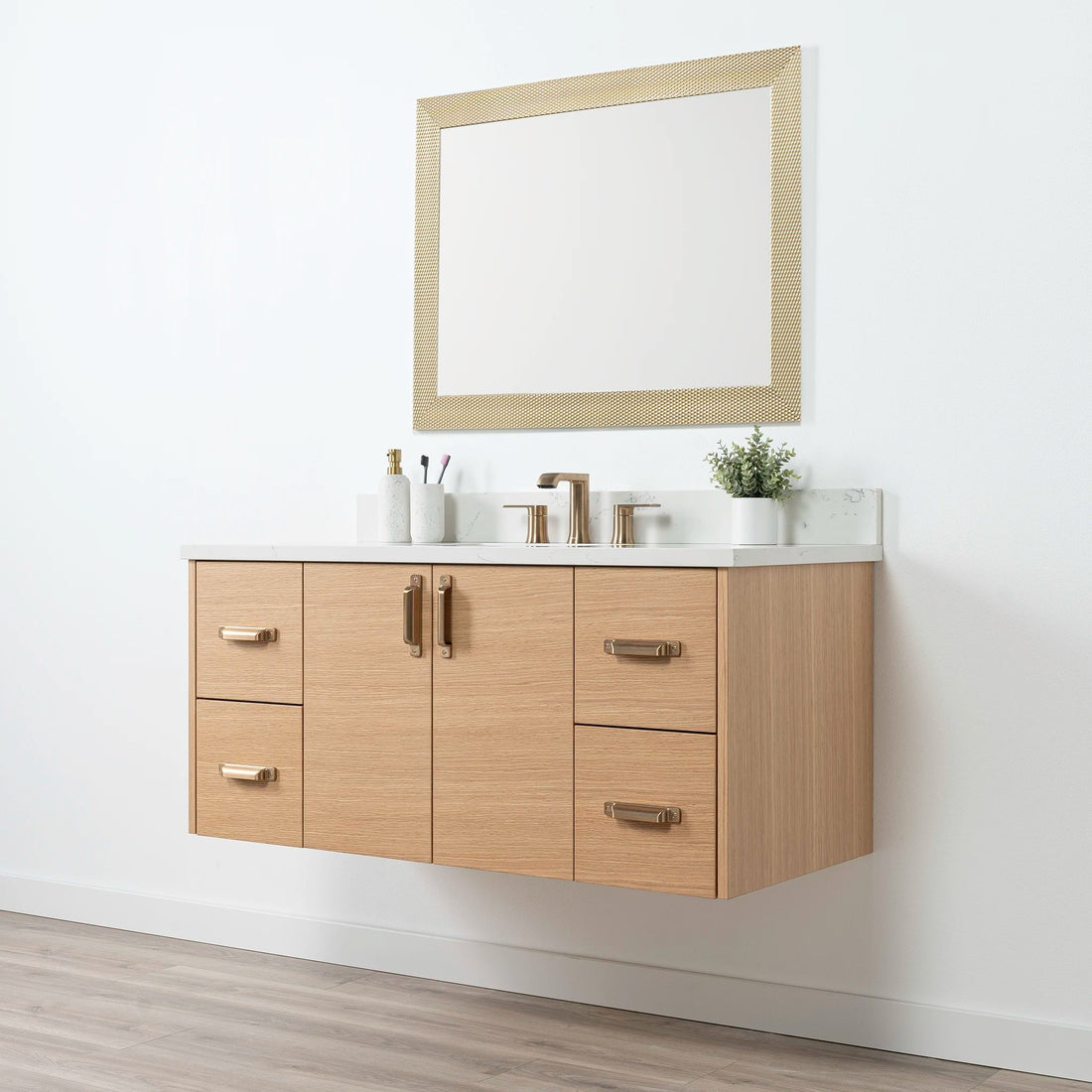 Ashbury 48" Wall Mount Natural White Oak Bathroom Vanity - Teodor ...