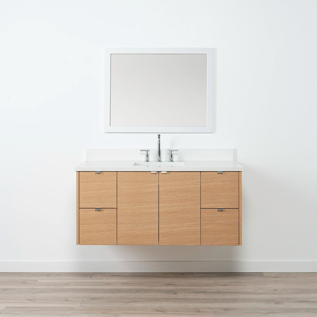 Ashbury 48" Wall Mount Natural White Oak Bathroom Vanity - Teodor ...
