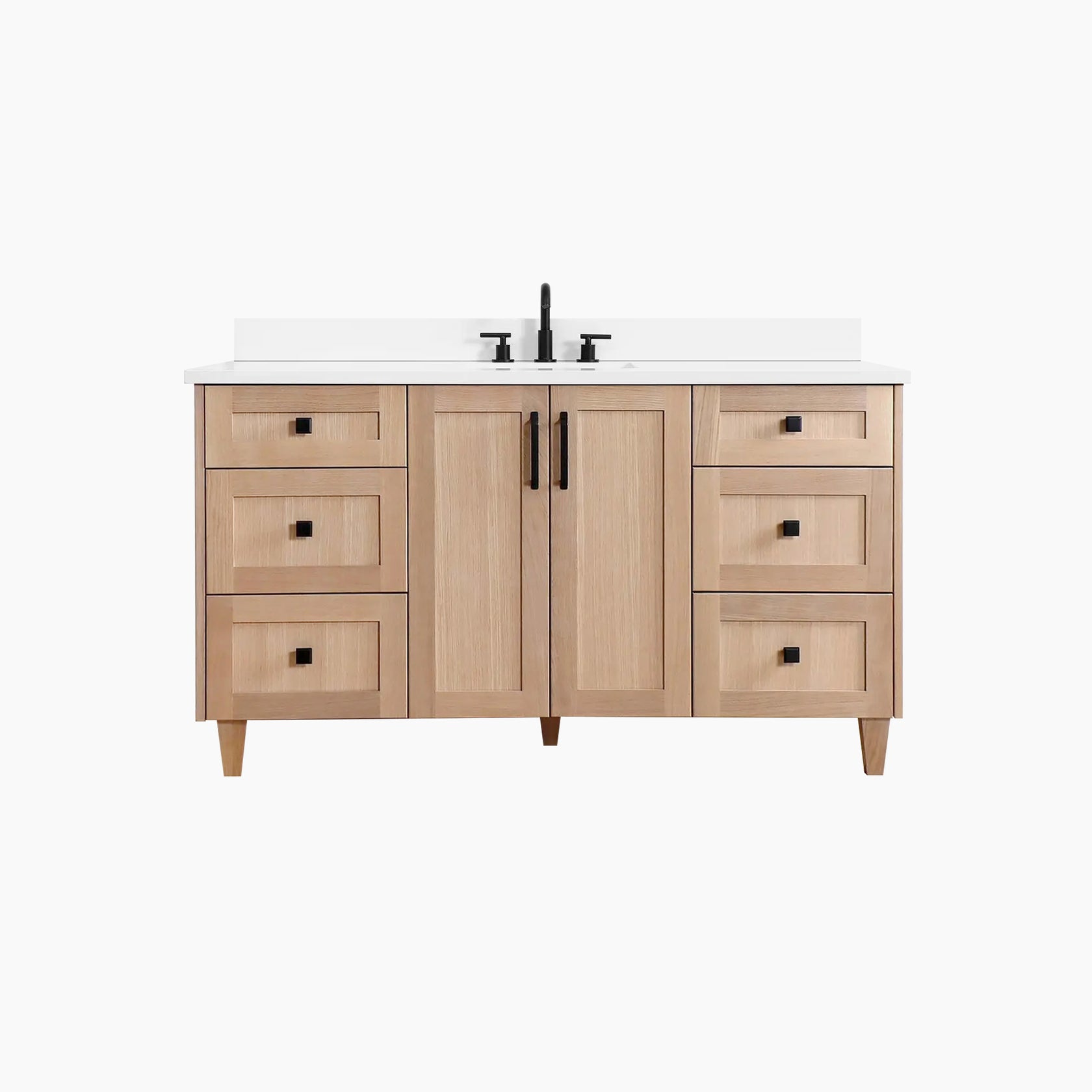 Bridgeport 60" White Oak Bathroom Vanity - Teodor Vanities United ...