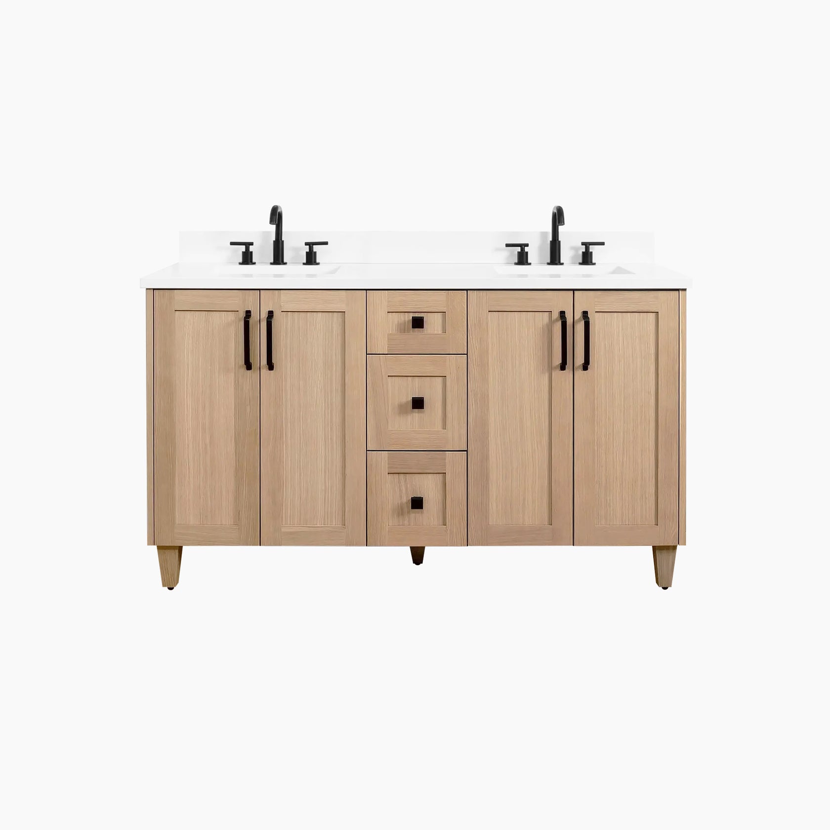 Bridgeport 60" White Oak Bathroom Vanity, Double Sink - Teodor – Teodor ...
