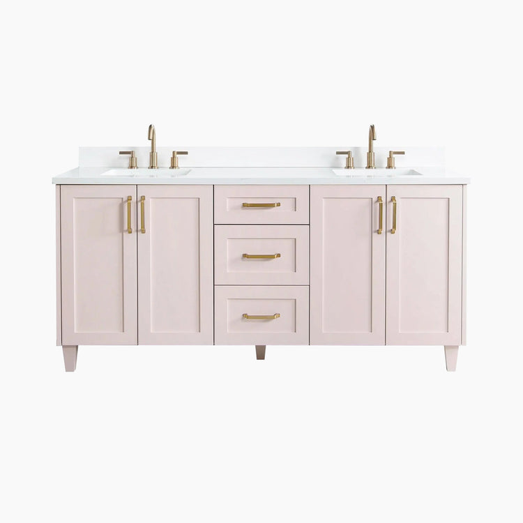 Bridgeport 72" Champagne Pink Bathroom Vanity, Double Sink - Teodor ...