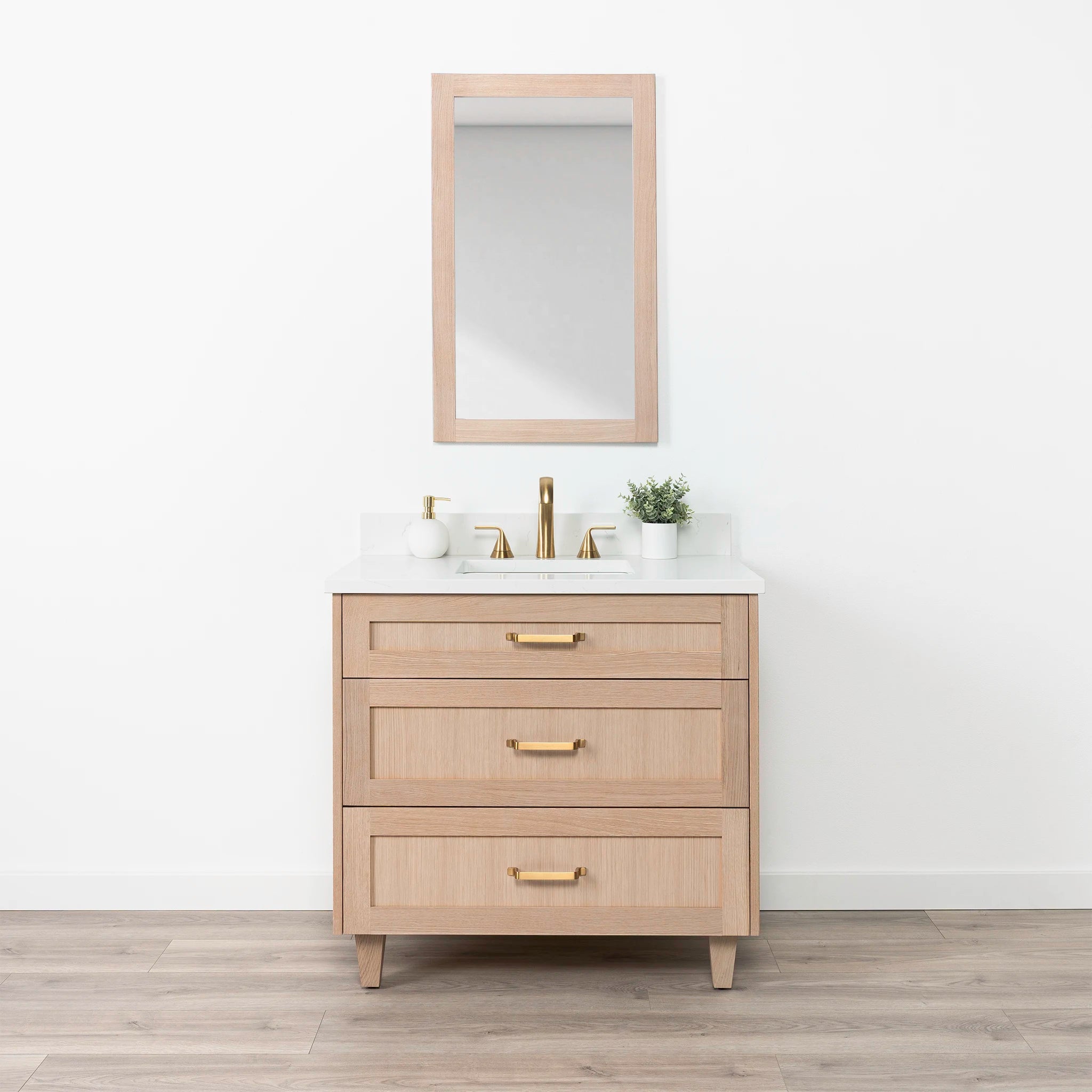 Bridgeport 36" White Oak Bathroom Vanity - All Drawers - Teodor ...