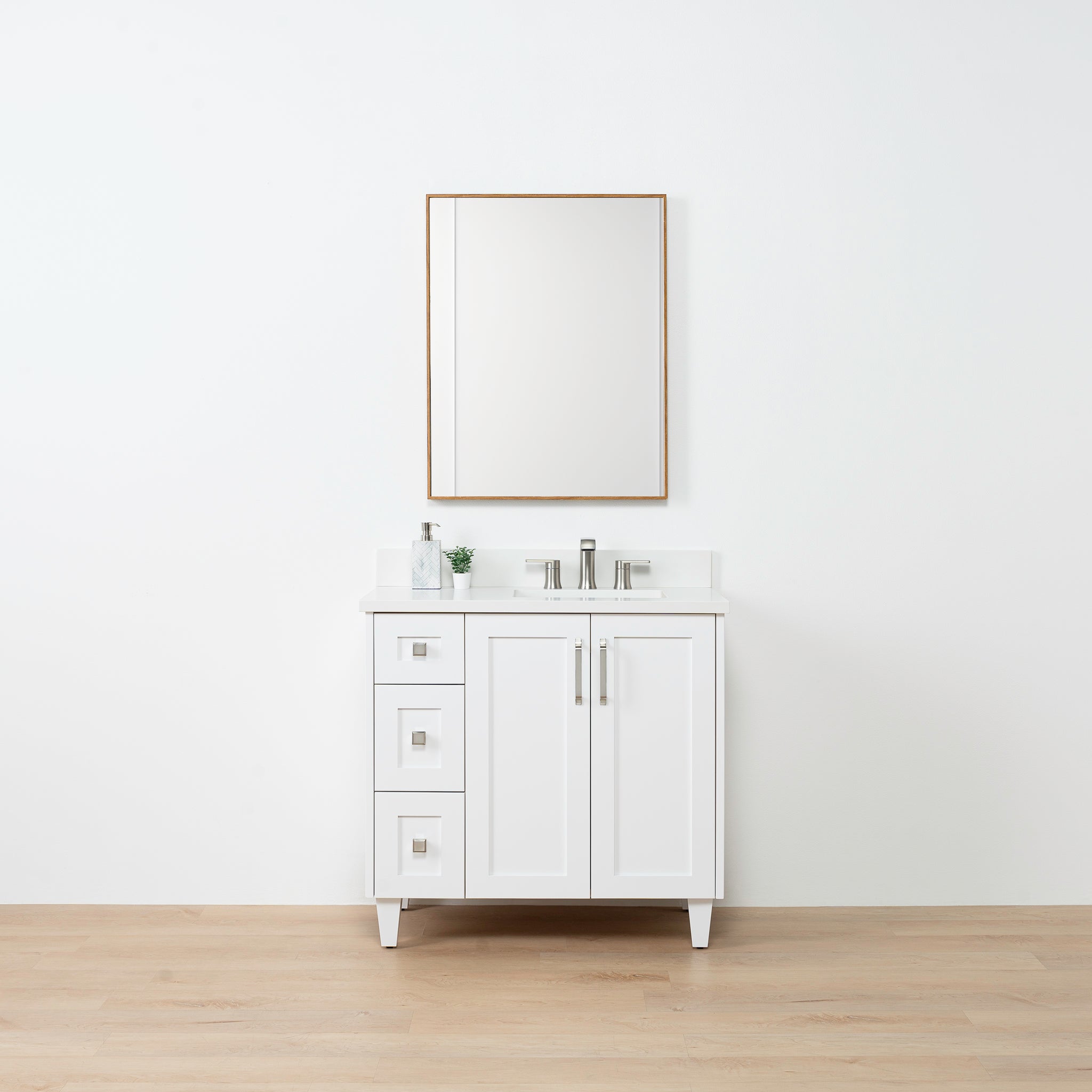 Bridgeport SLIM 36" Satin White Bathroom Vanity, Right Sink - Teodor ...