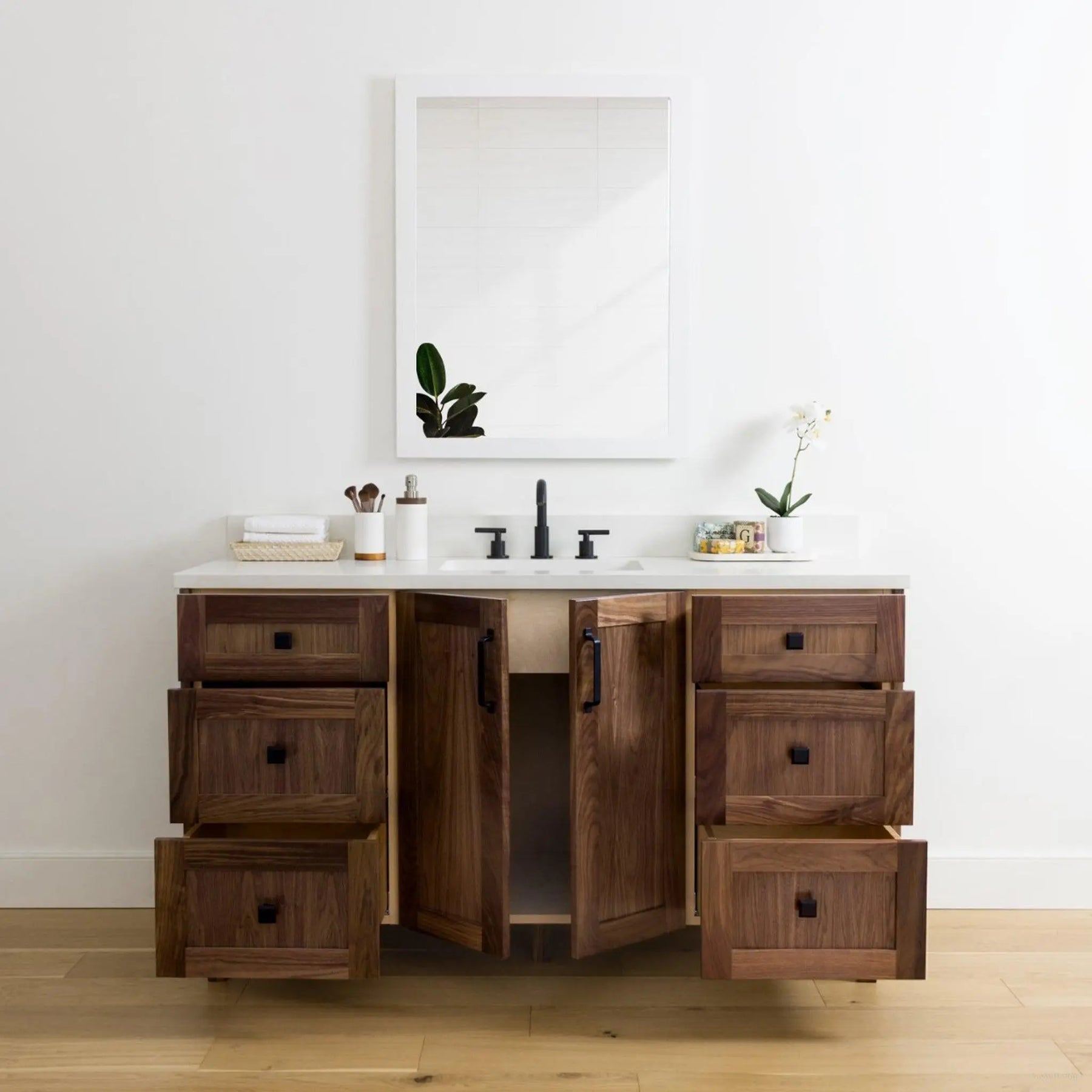 Bridgeport 60" American Black Walnut Bathroom Vanity - Teodor Vanities ...