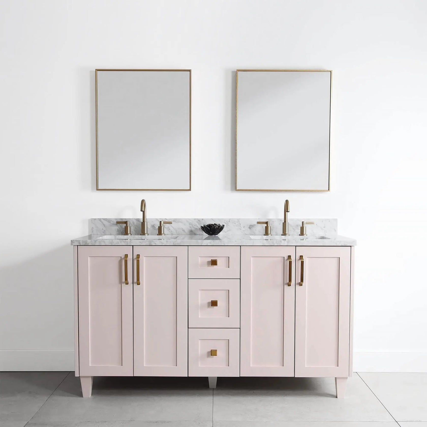 Bridgeport 60" Champagne Pink Bathroom Vanity, Double Sink - Teodor ...