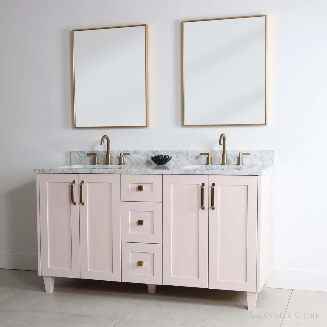 Bridgeport 60" Champagne Pink Bathroom Vanity, Double Sink - Teodor ...