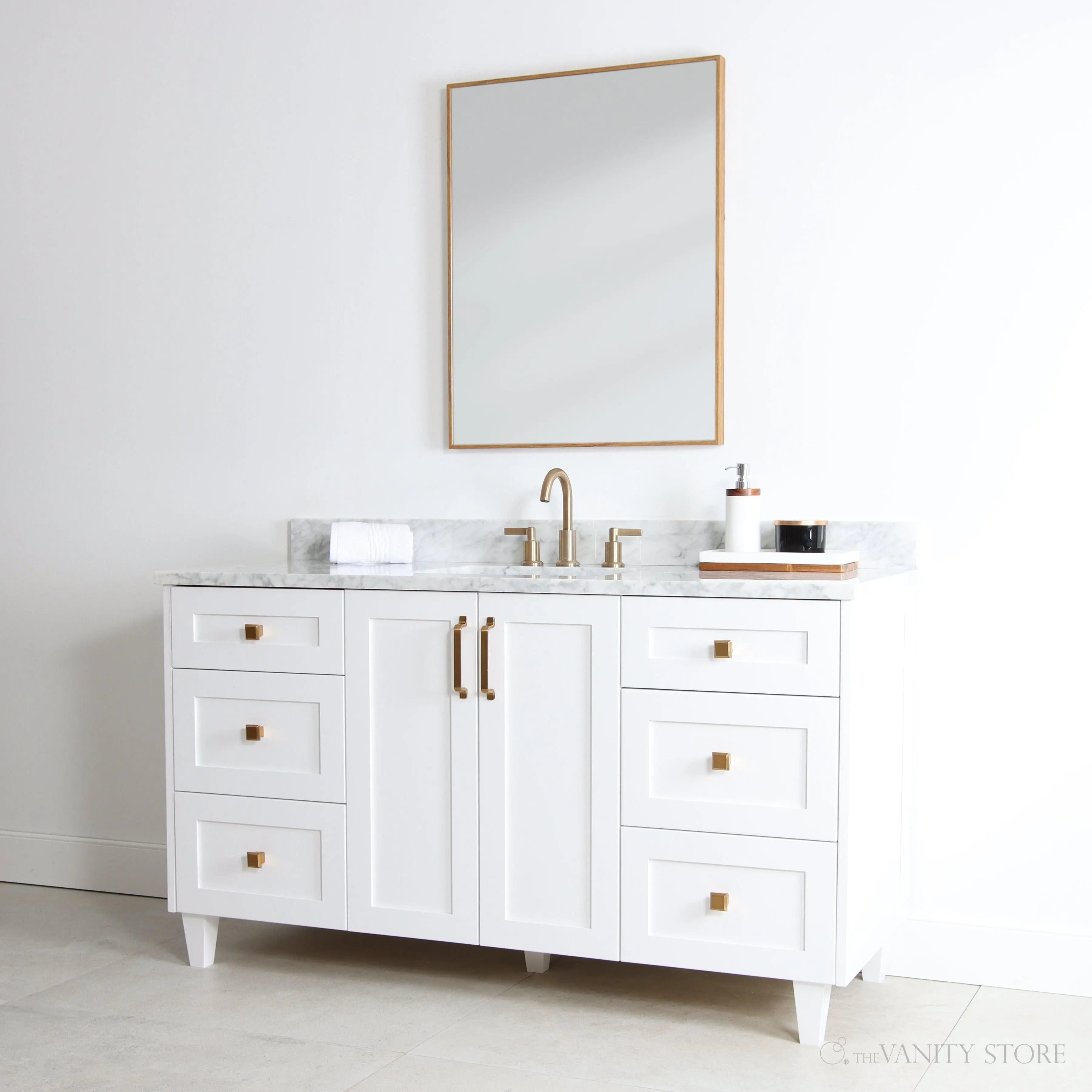 Bridgeport 60" Satin White Bathroom Vanity - Teodor Vanities United ...