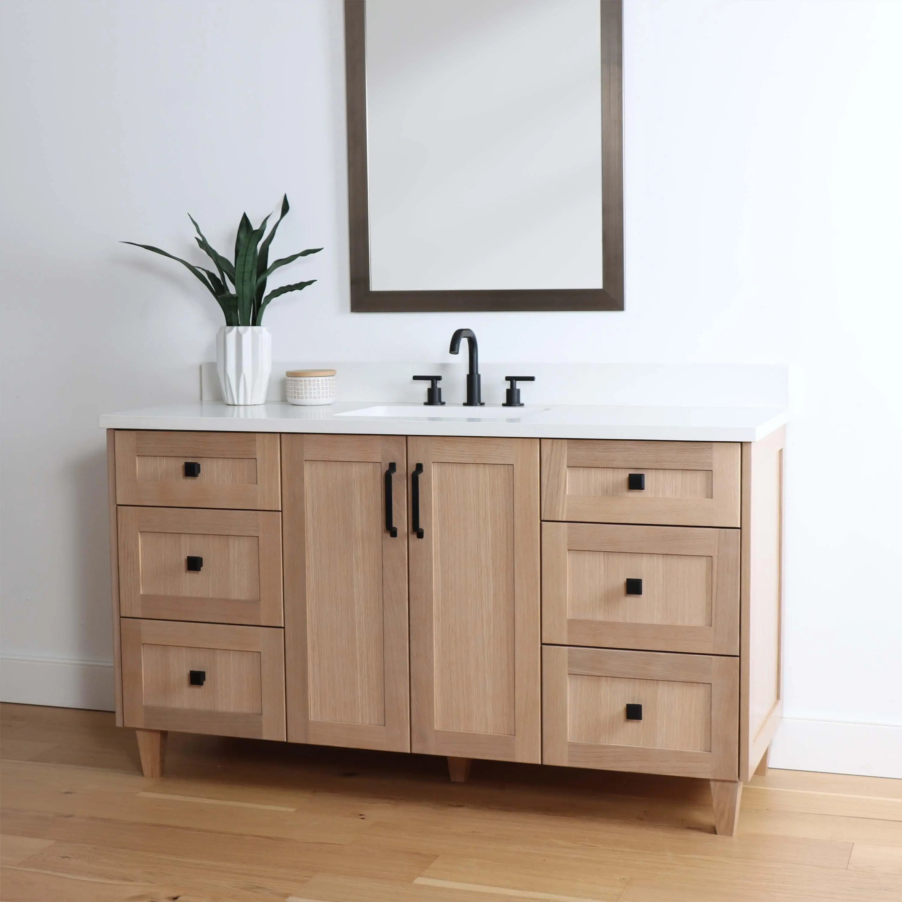 Bridgeport 60" White Oak Bathroom Vanity - Teodor Vanities United ...