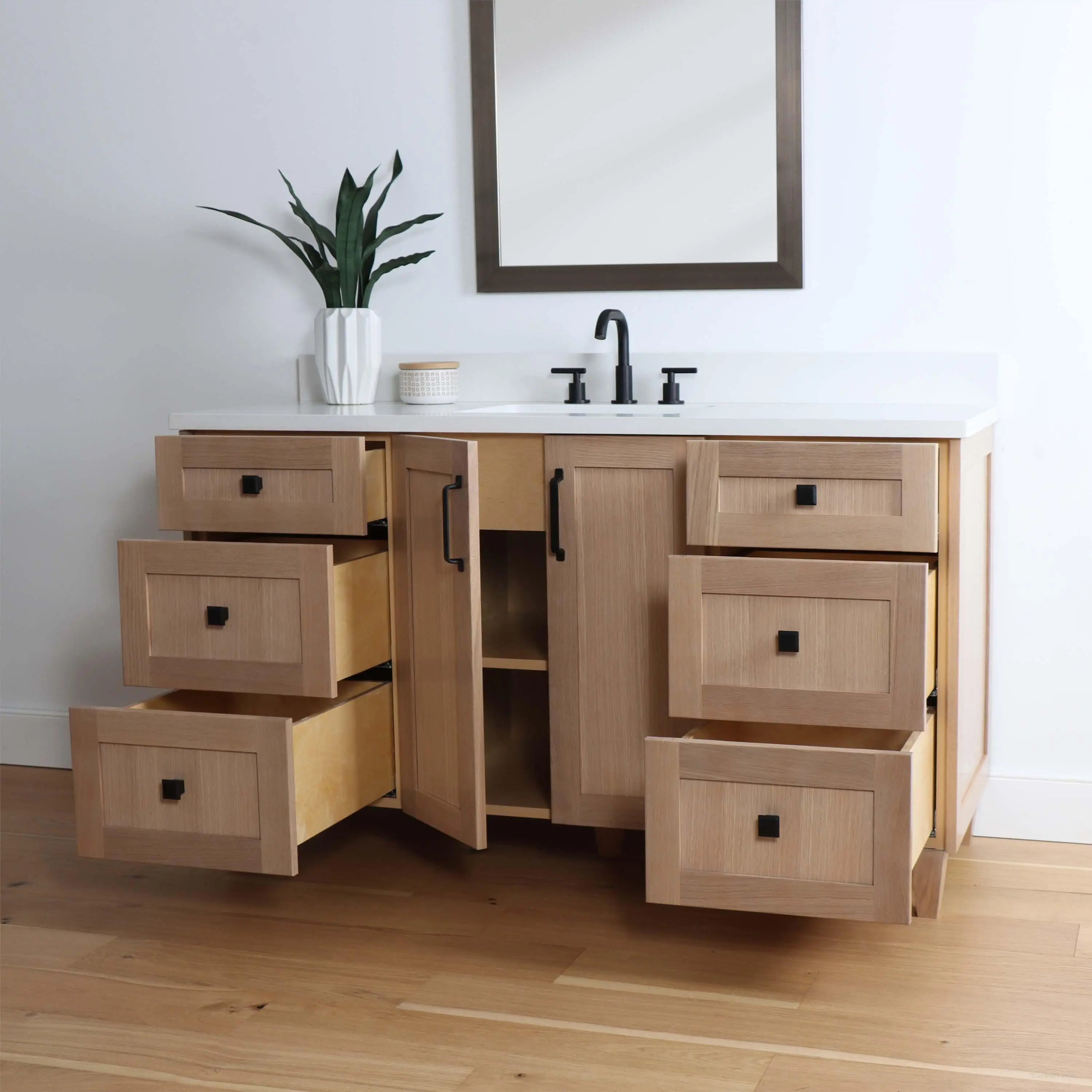 Bridgeport 60" White Oak Bathroom Vanity - Teodor Vanities United ...