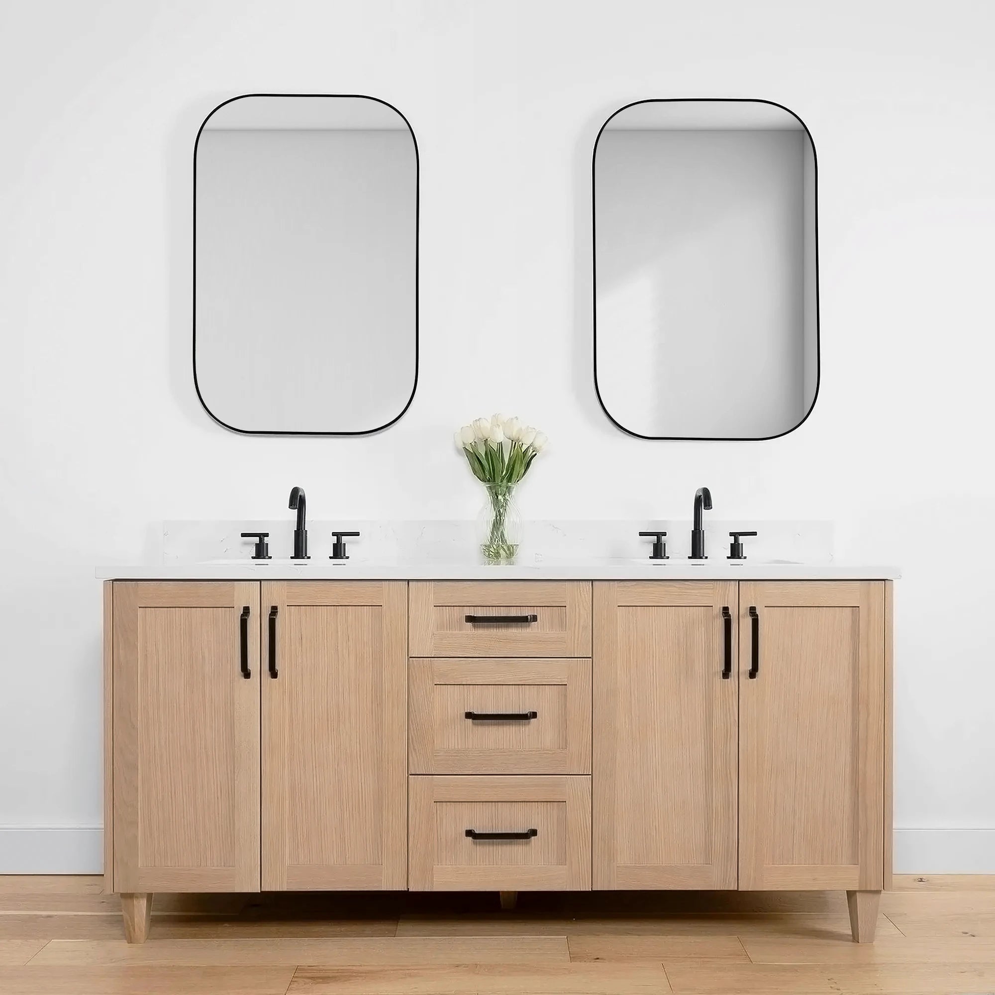 Bridgeport 72" White Oak Bathroom Vanity, Double Sink - Teodor – Teodor ...