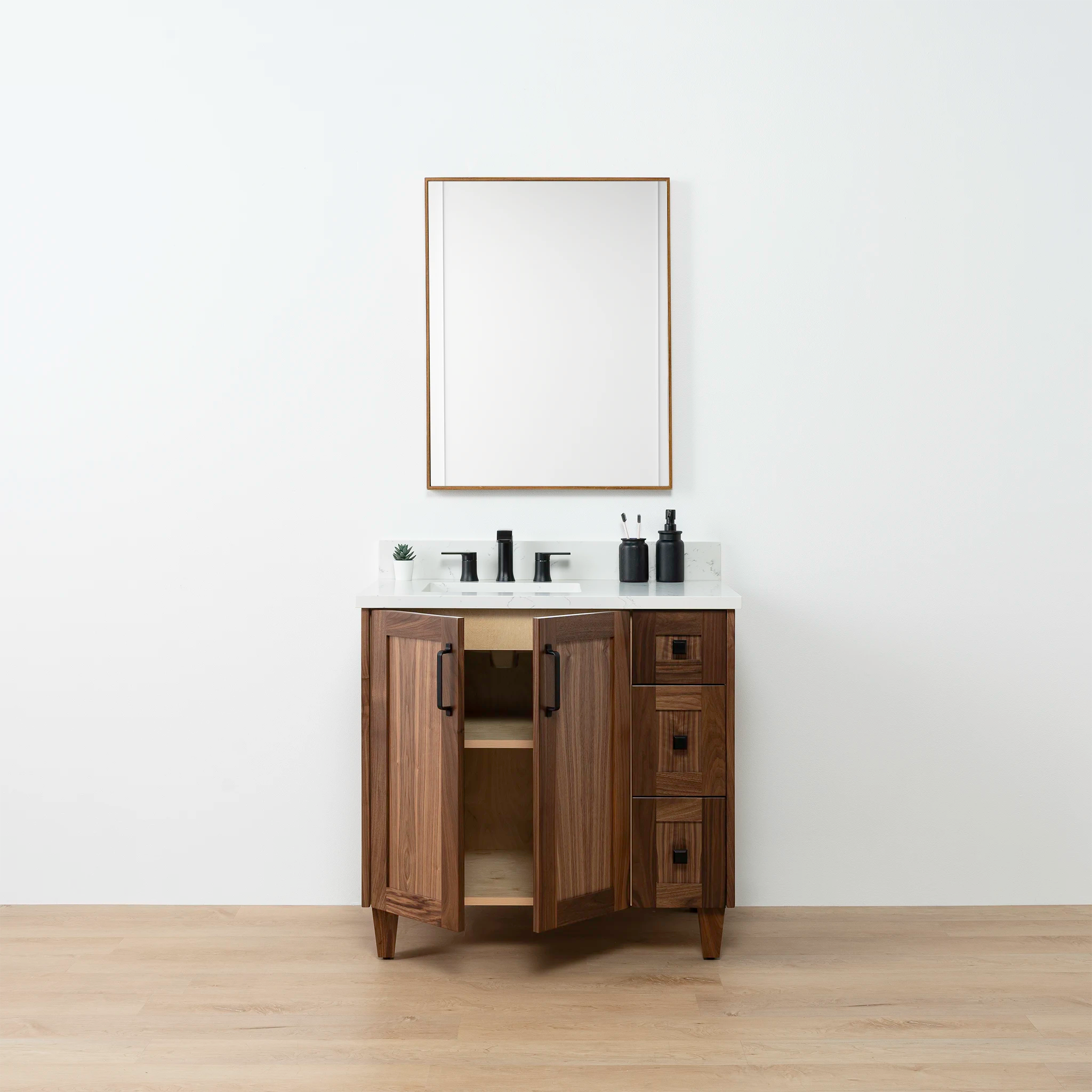 Bridgeport 36" American Black Walnut Bathroom Vanity, Left Sink ...