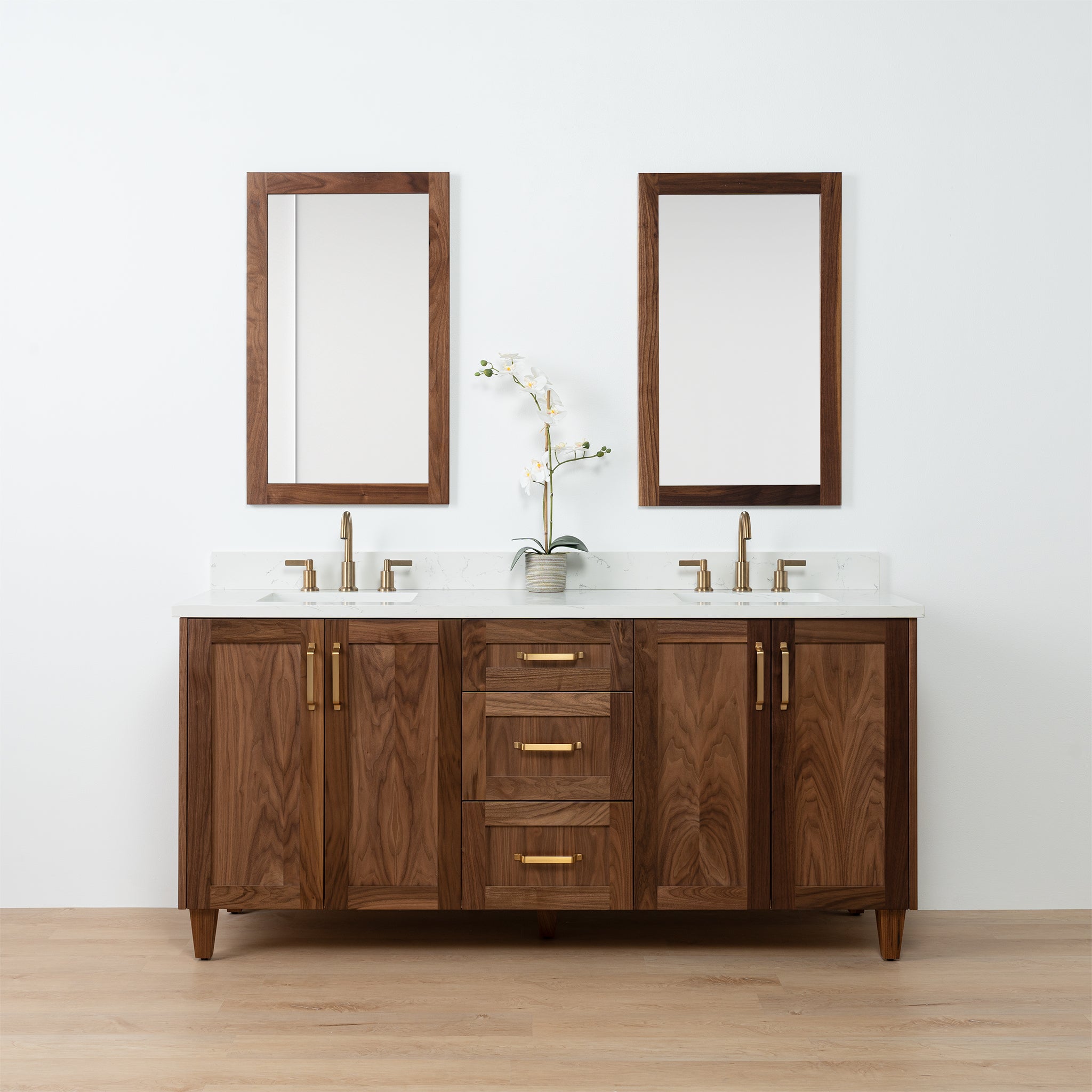 Bridgeport 72" American Black Walnut Bathroom Vanity, Double Sink ...