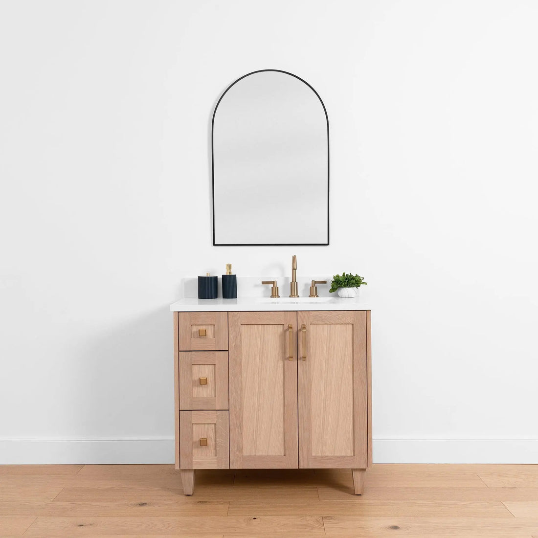 Bridgeport SLIM 36" White Oak Bathroom Vanity, Right Sink - Teodor ...