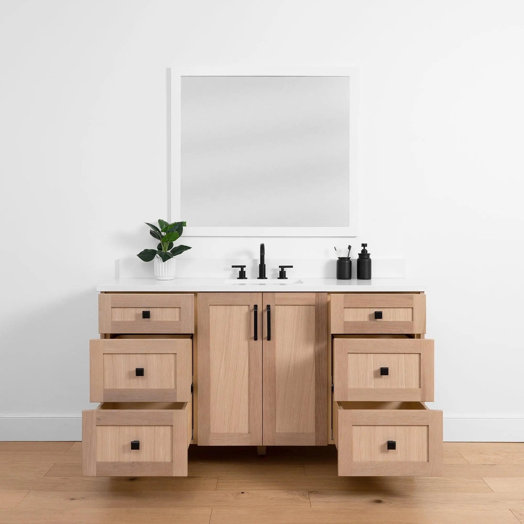 Bridgeport SLIM 60" White Oak Bathroom Vanity - Teodor Vanities United ...