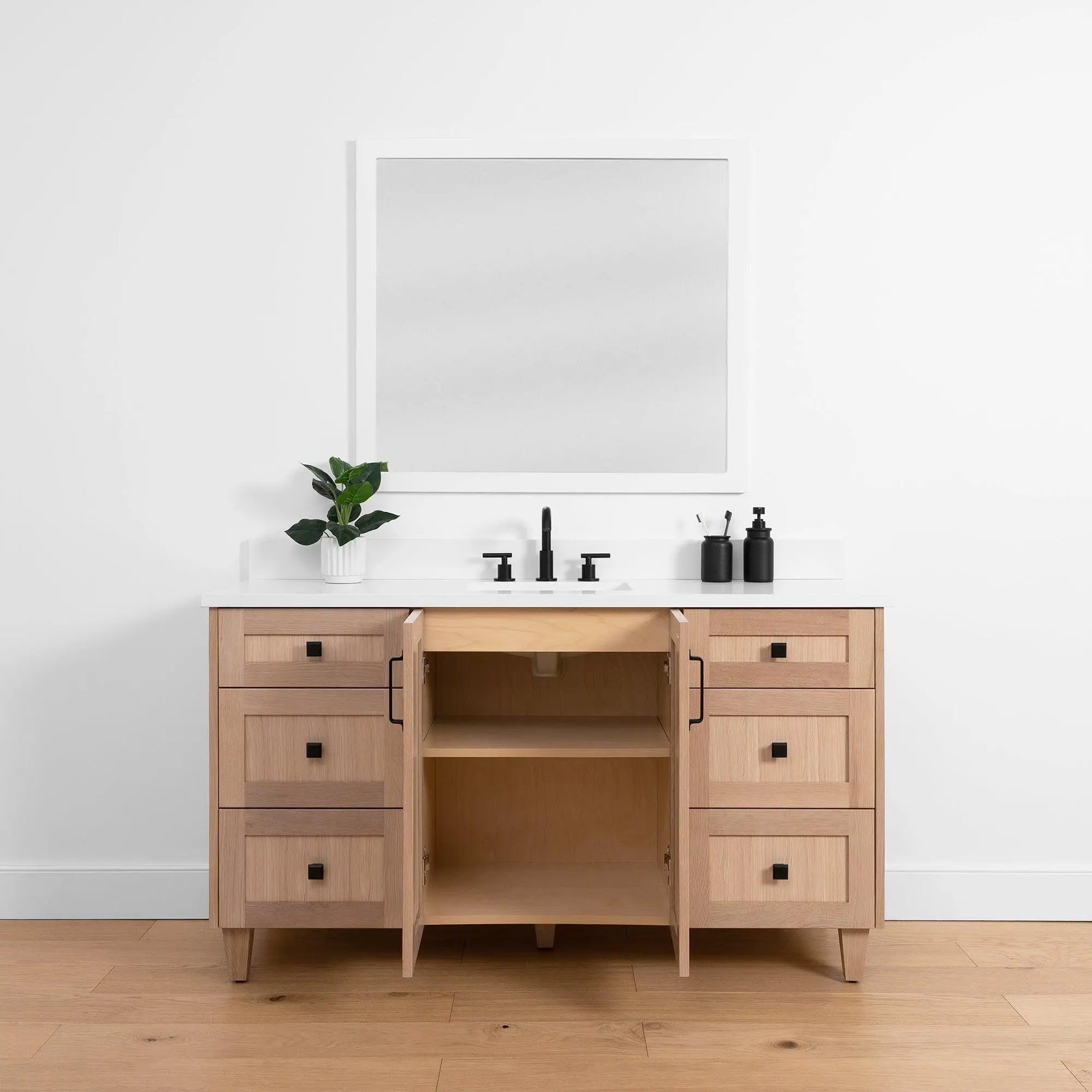 Bridgeport SLIM 60" White Oak Bathroom Vanity - Teodor Vanities United ...