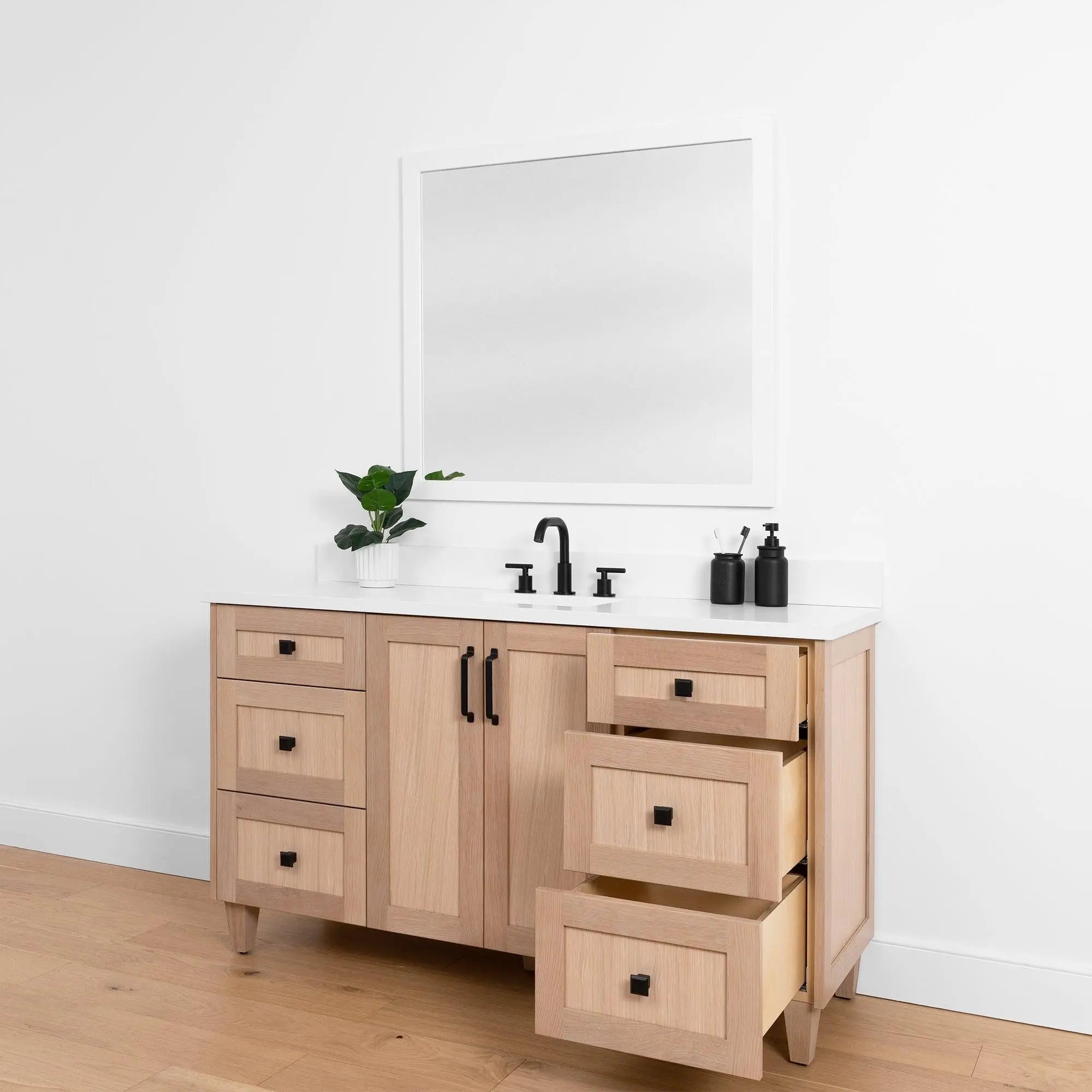 Bridgeport SLIM 60" White Oak Bathroom Vanity - Teodor Vanities United ...