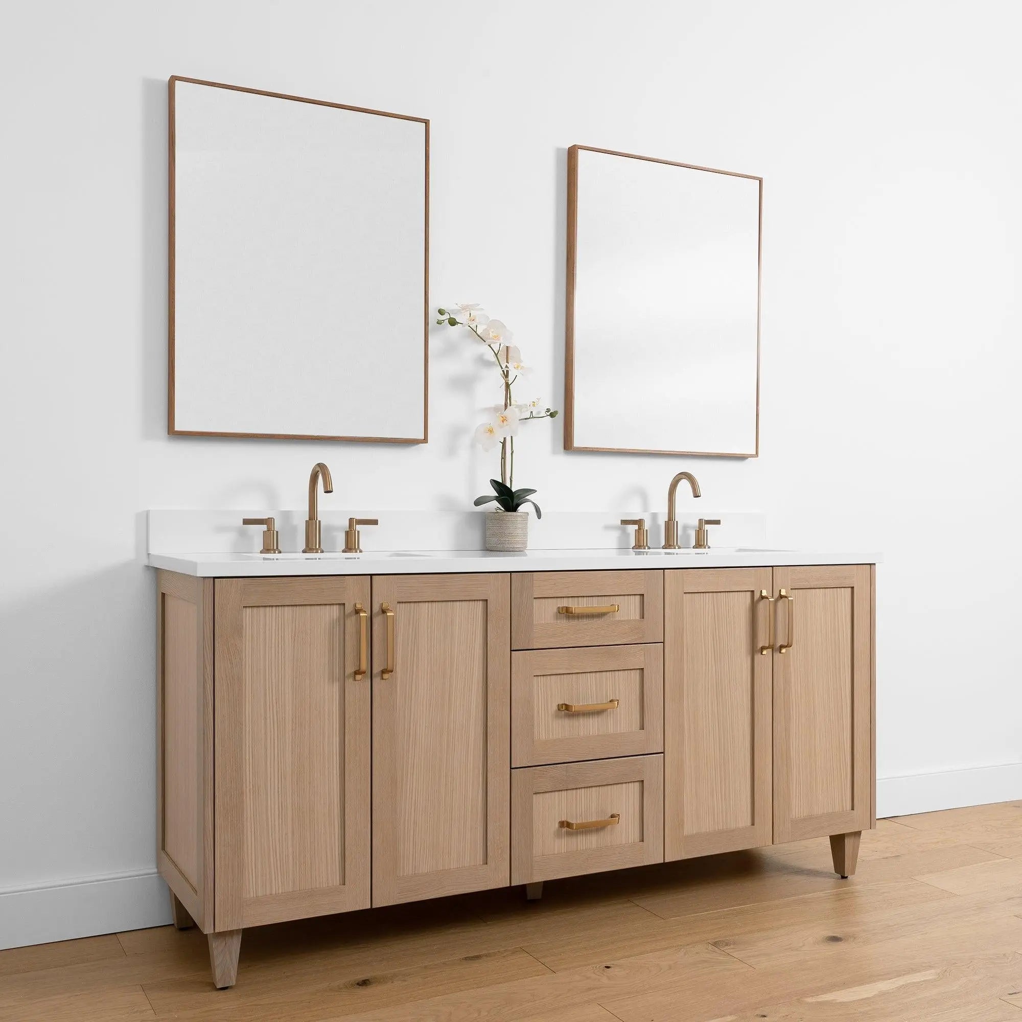 Bridgeport SLIM 72" White Oak Bathroom Vanity, Double Sink - Teodor ...