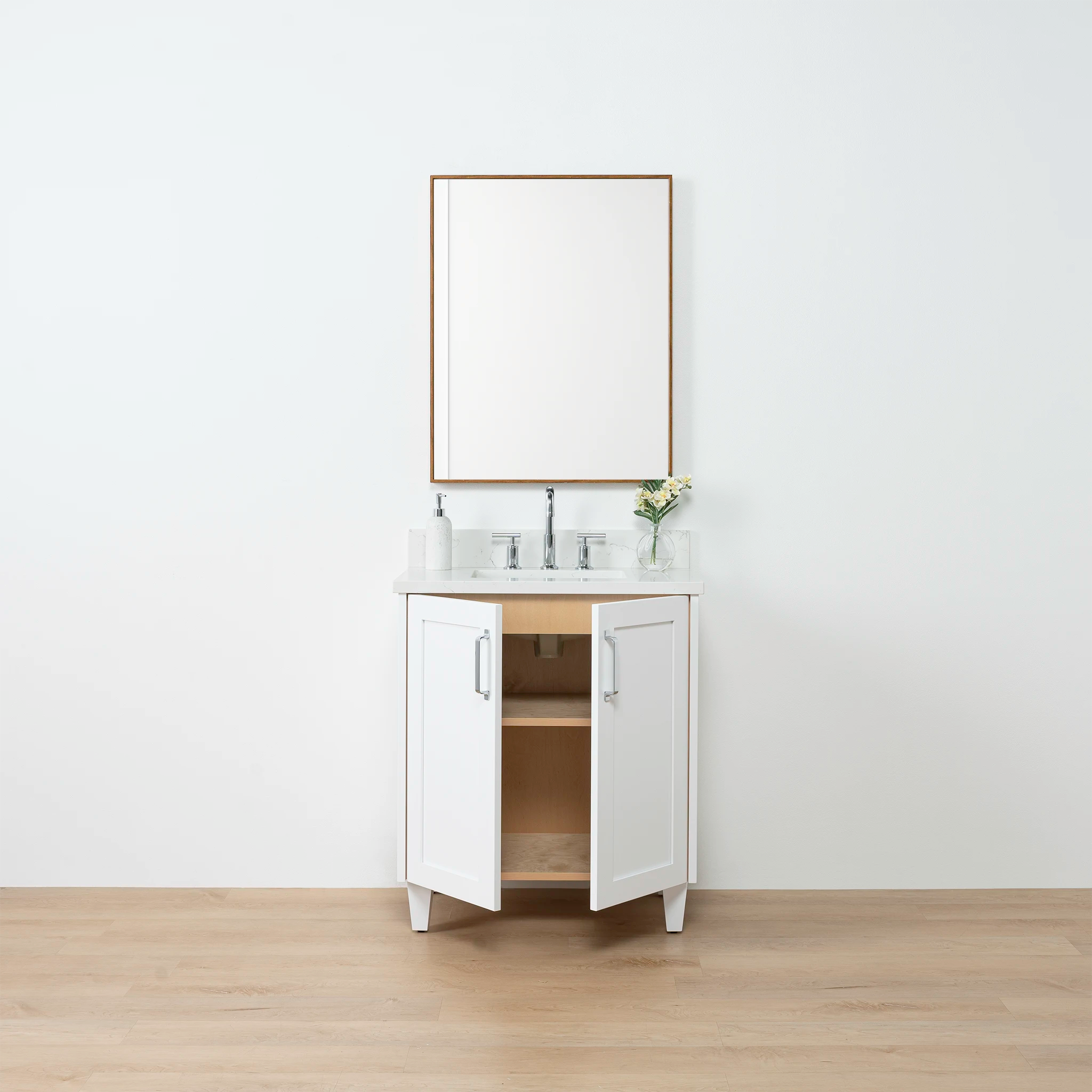 Bridgeport SLIM 30" Satin White Bathroom Vanity w/ Doors - Teodor ...
